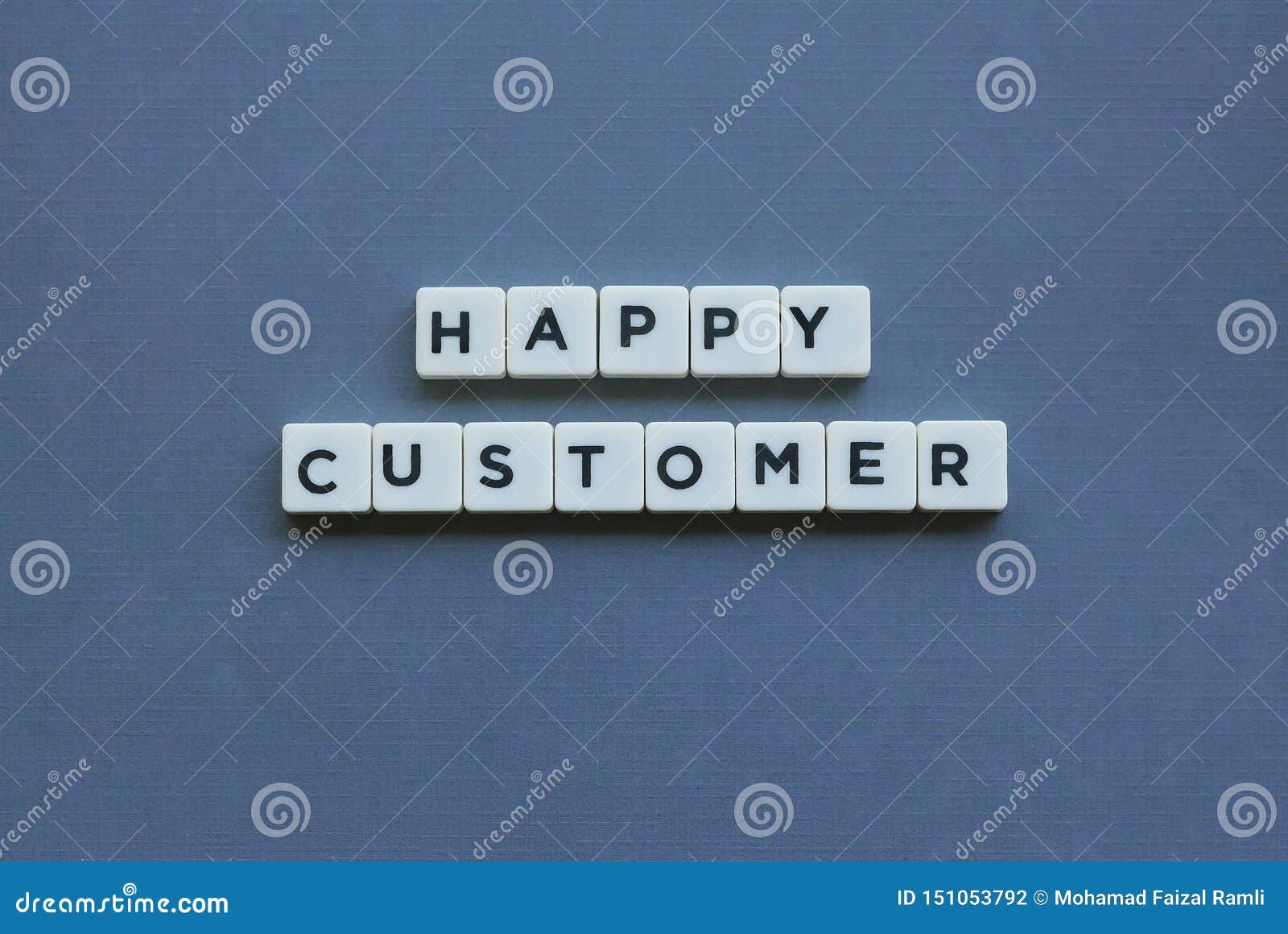 Happy Customer Word Made of Square Letter Word on Grey Background Stock ...