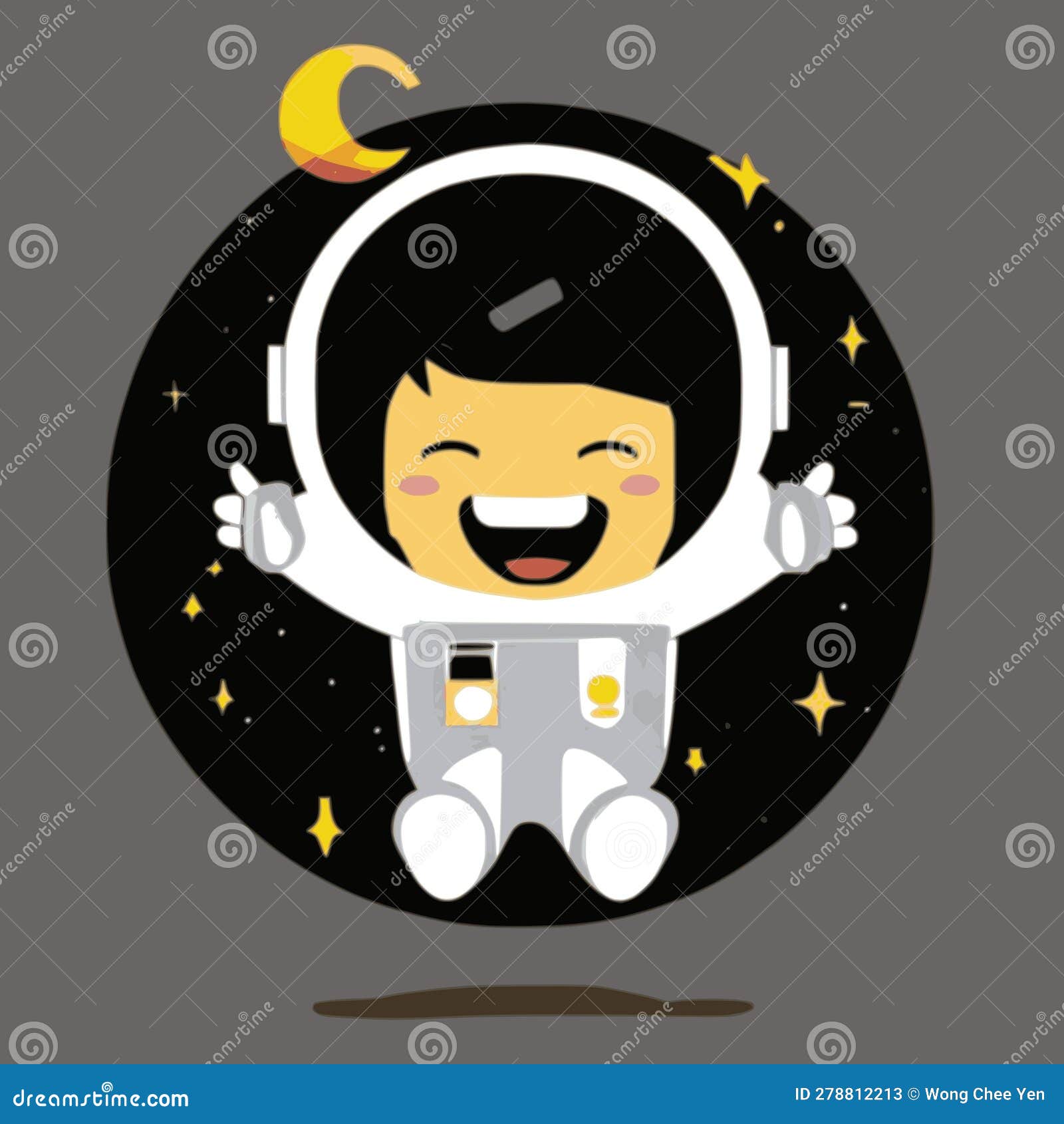 Happy Cute Astronaut Vector Graphic Stock Illustration - Illustration ...