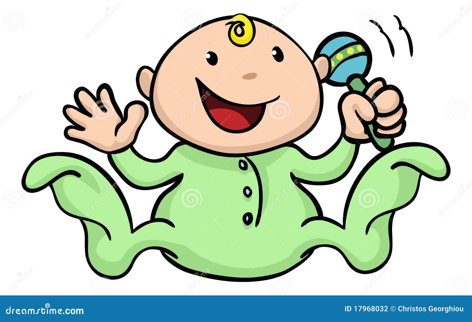 Happy Cute Baby Playing with Rattle Stock Vector - Illustration of ...