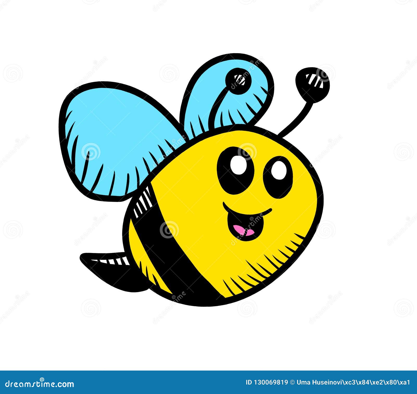 Happy Cute Bee Doodle stock illustration. Illustration of artwork ...