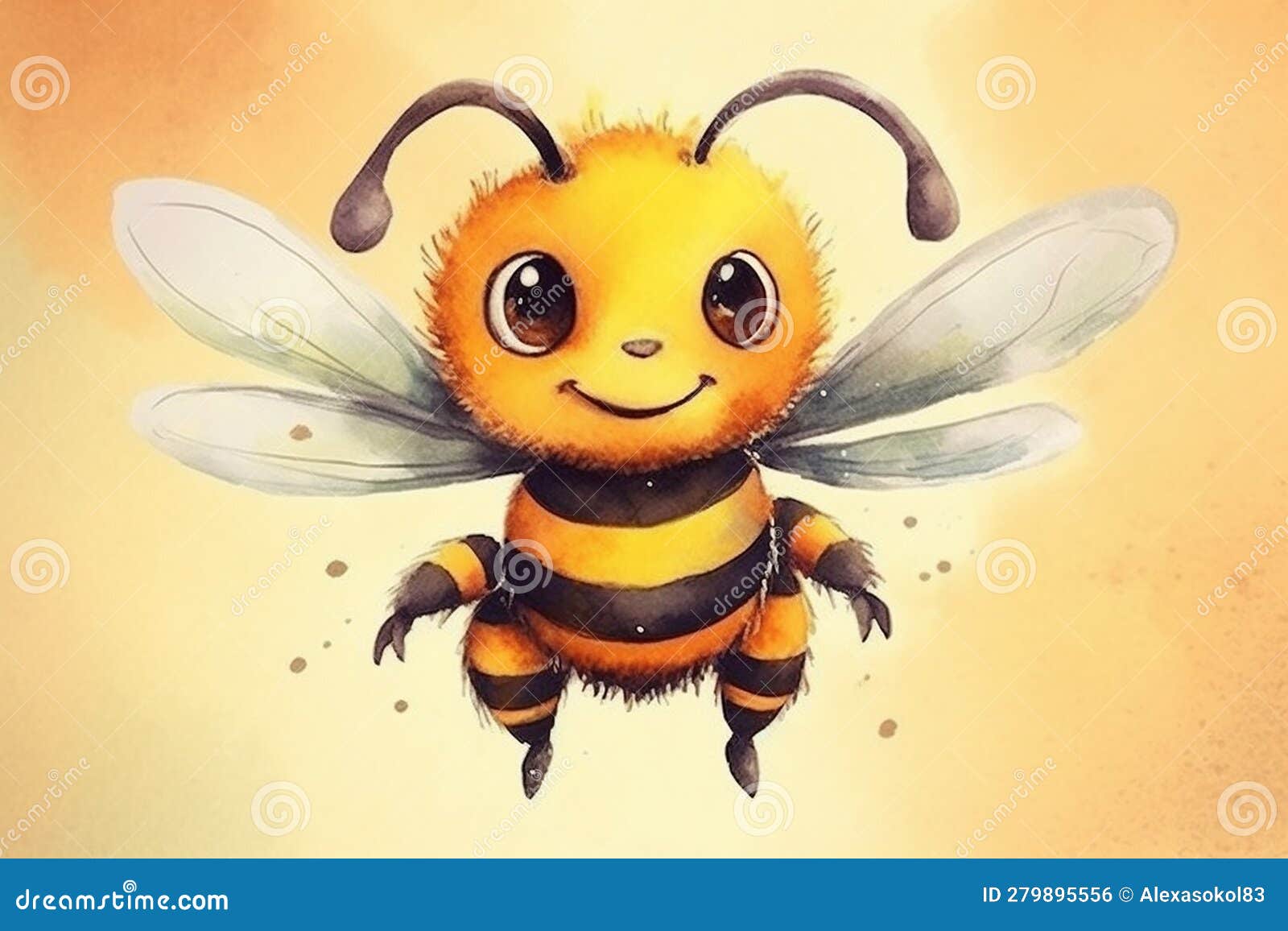 Happy Cute Biene Dark Ross Comic Stil Stock Abbildung - Illustration ...