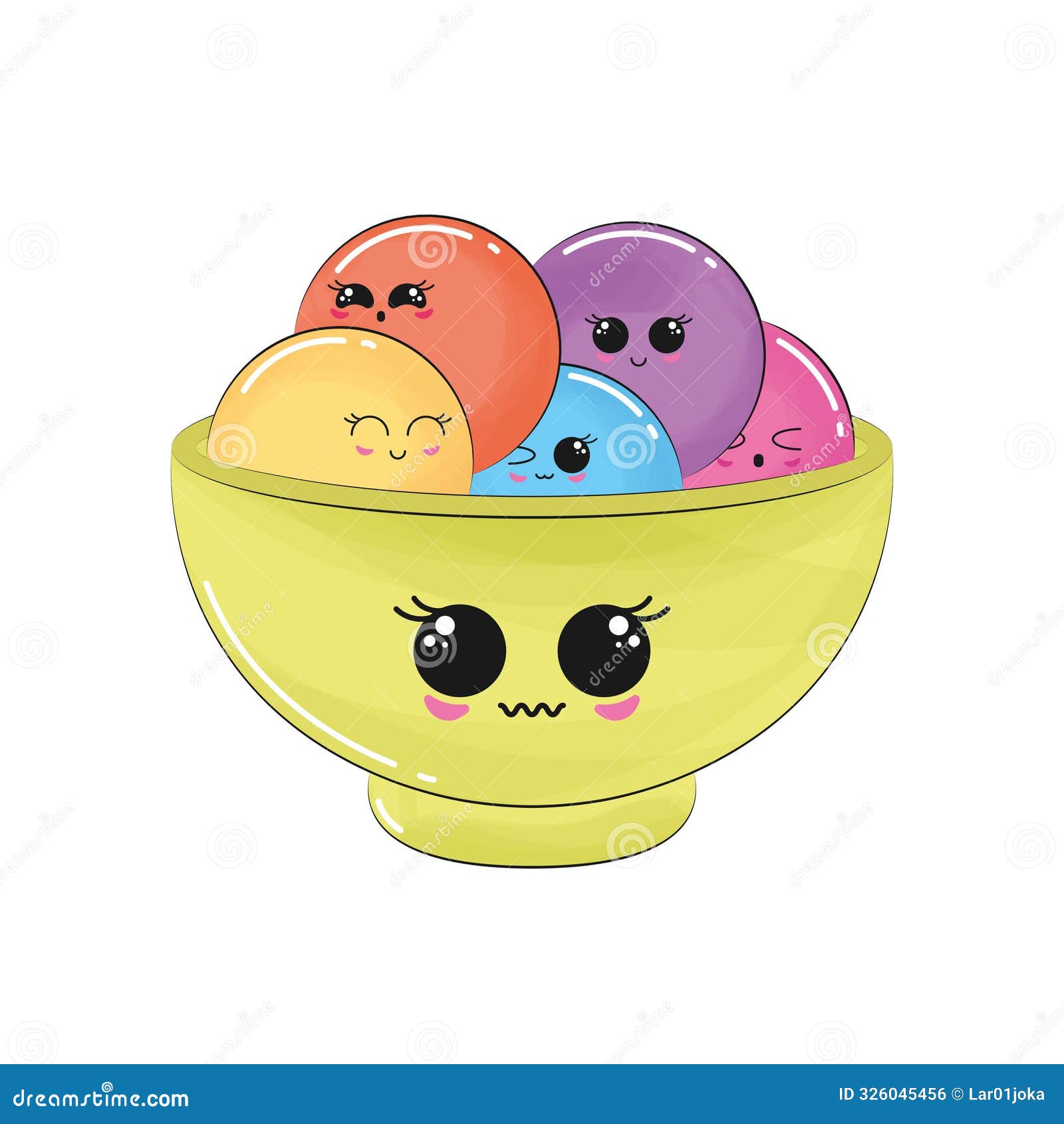 Happy Cute Bowl Cartoon Vector Stock Illustration - Illustration of ...