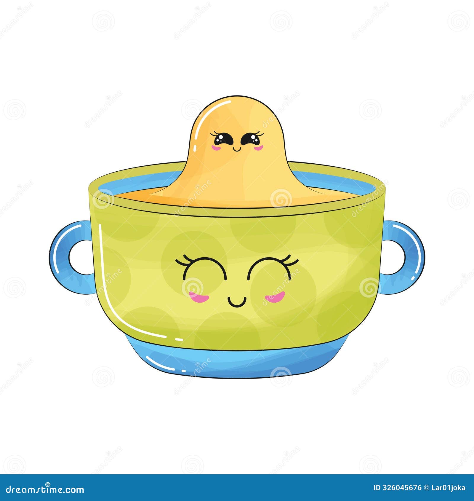 Happy Cute Bowl Cartoon Vector Stock Illustration - Illustration of ...
