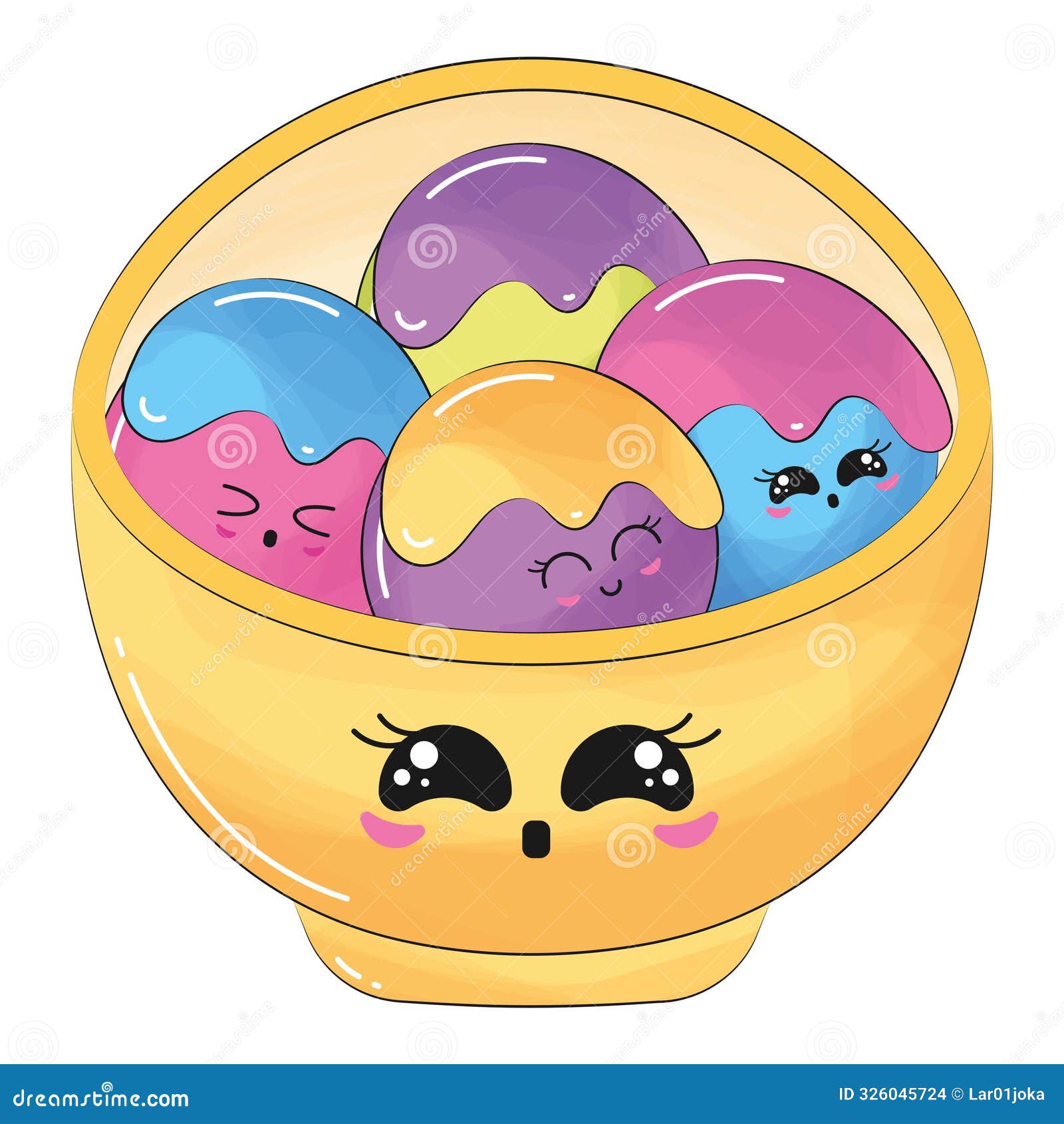 Happy Cute Bowl Cartoon Vector Stock Illustration - Illustration of ...