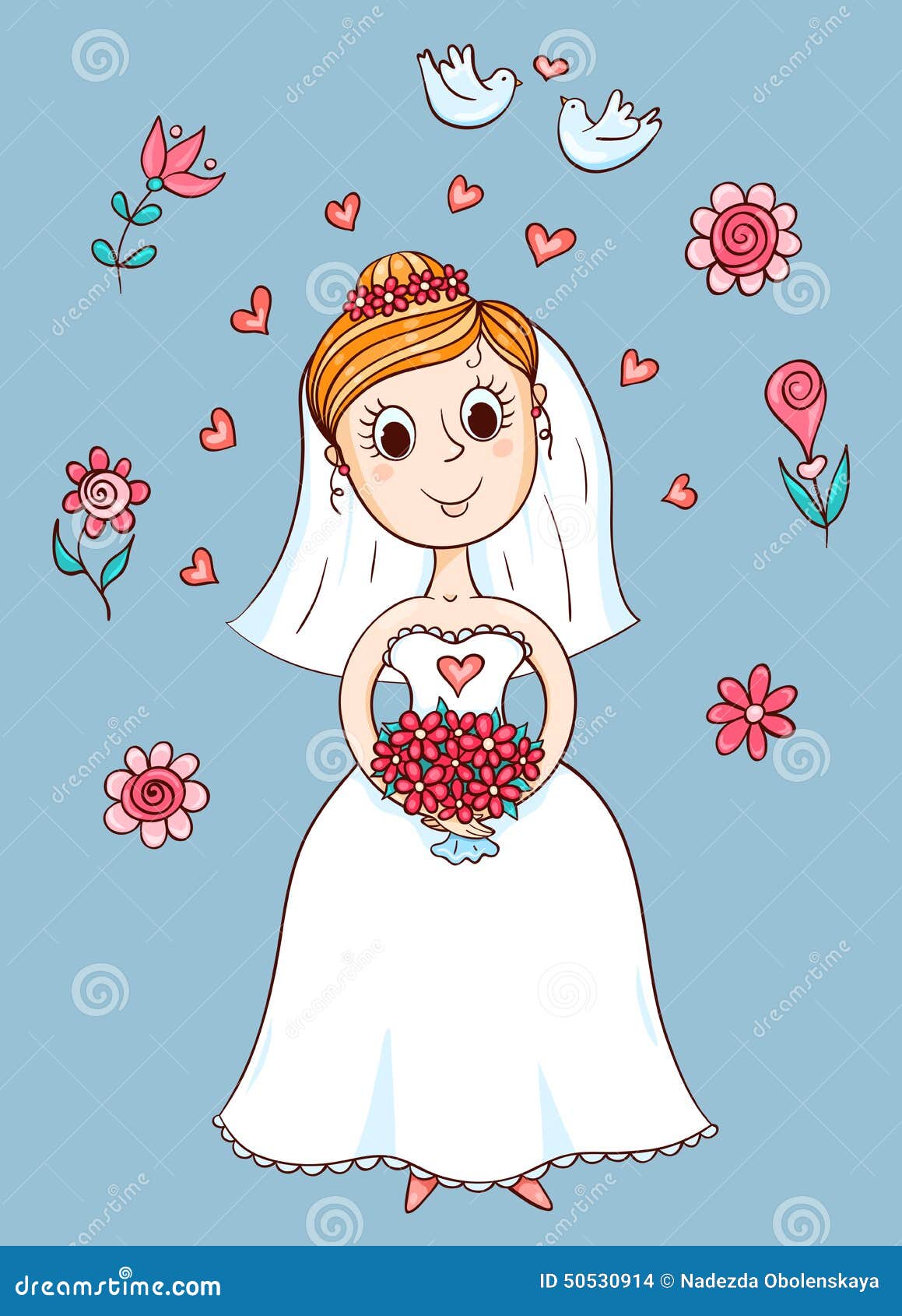 Happy cute bride stock vector. Illustration of holiday - 50530914