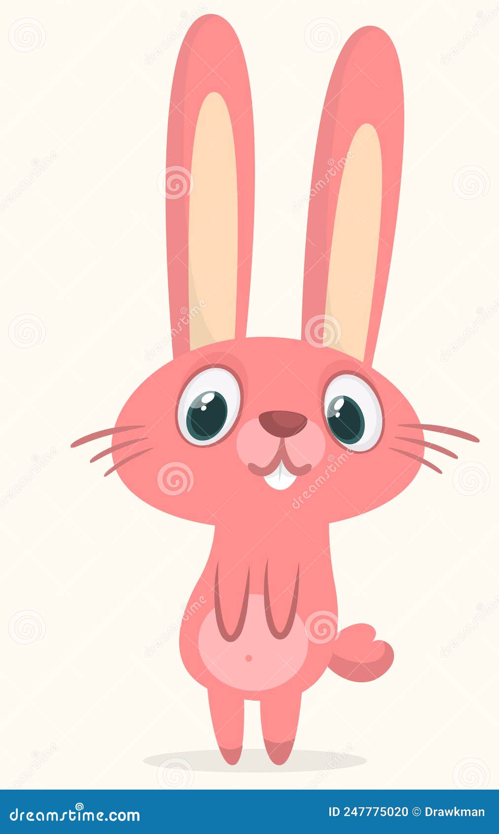 Happy Cute Bunny Cartoon. Easter Vector Rabbit Illustration Stock ...