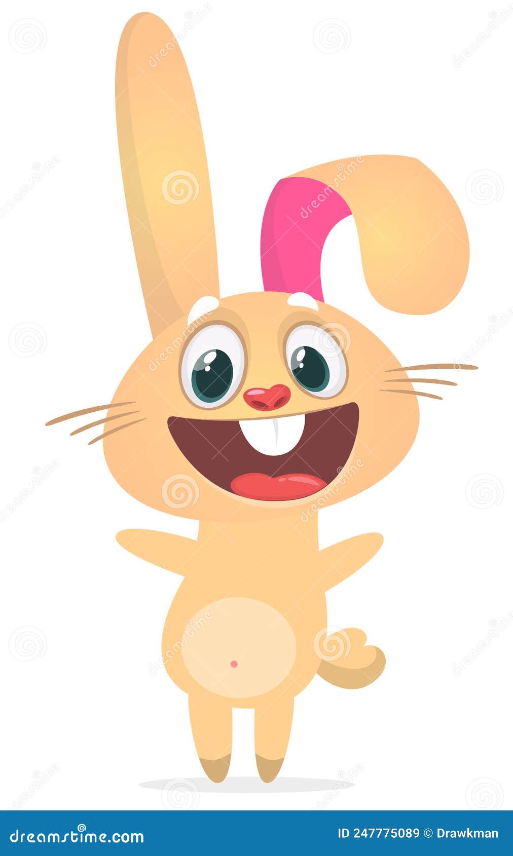 Happy Cute Bunny Cartoon. Easter Vector Rabbit Illustration Stock ...