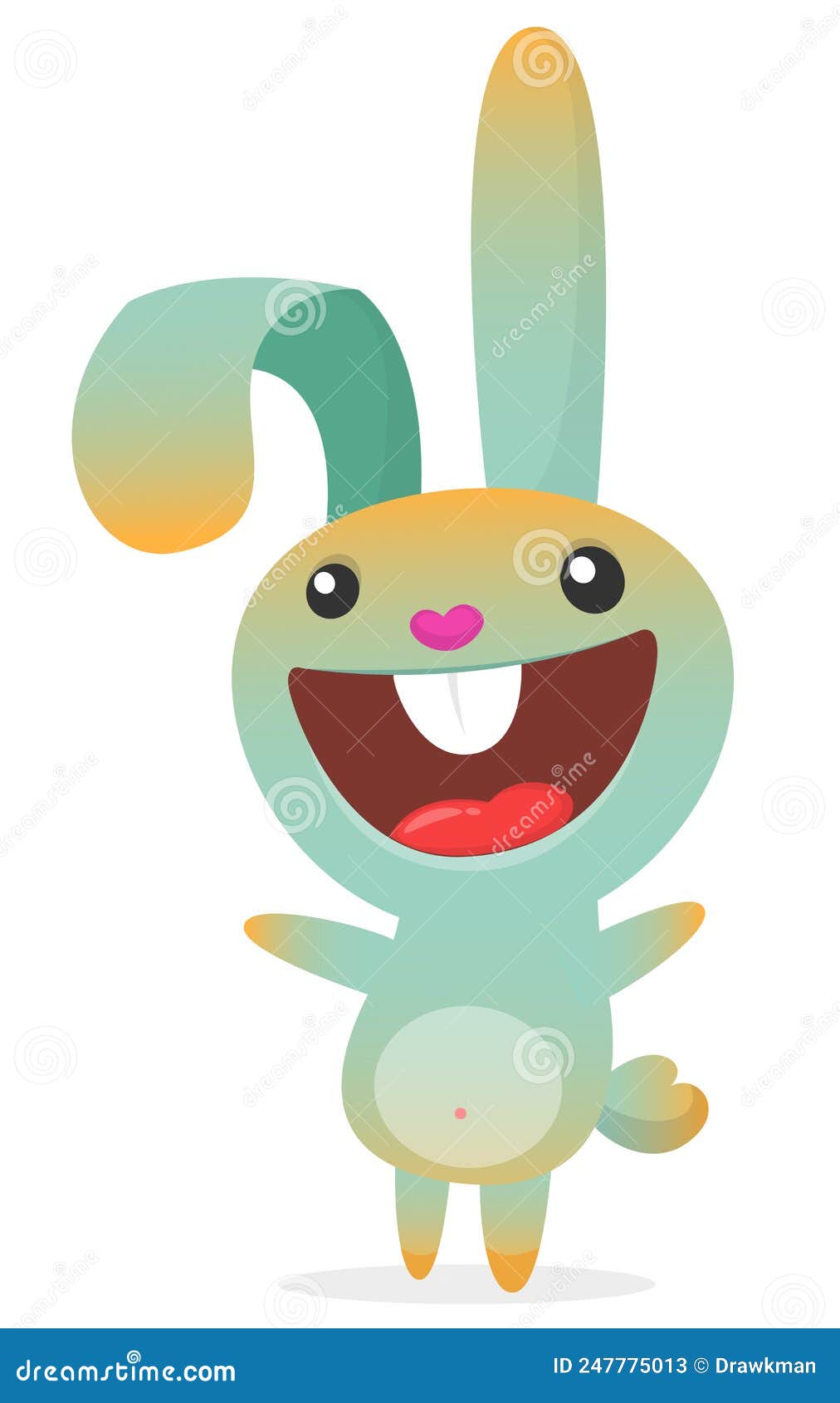 Happy Cute Bunny Cartoon. Easter Vector Rabbit Illustration Stock ...