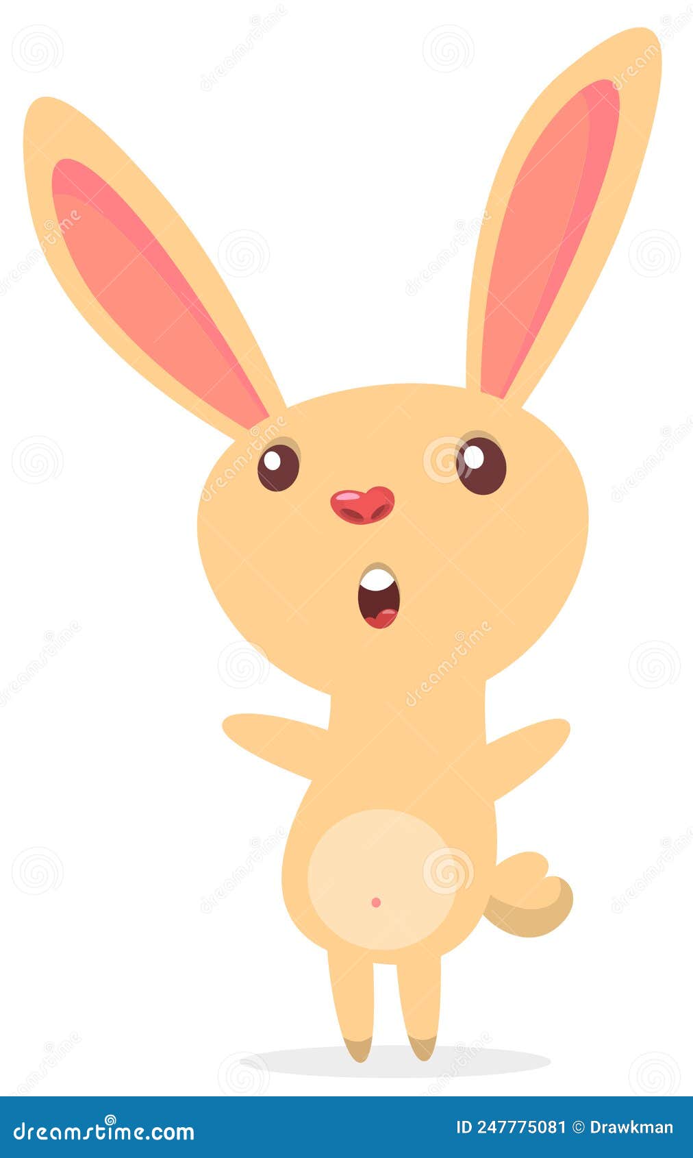 Happy Cute Bunny Cartoon. Easter Vector Rabbit Illustration Stock ...