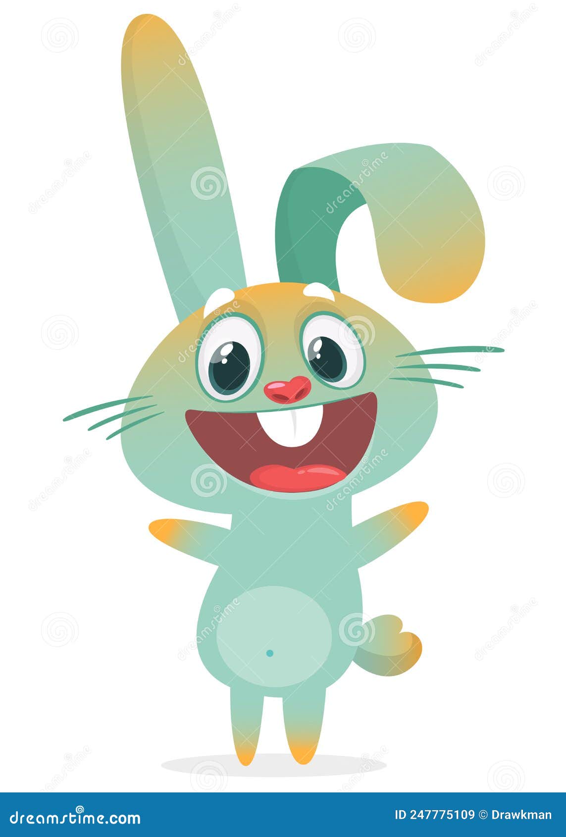 Happy Cute Bunny Cartoon. Easter Vector Rabbit Illustration Stock ...