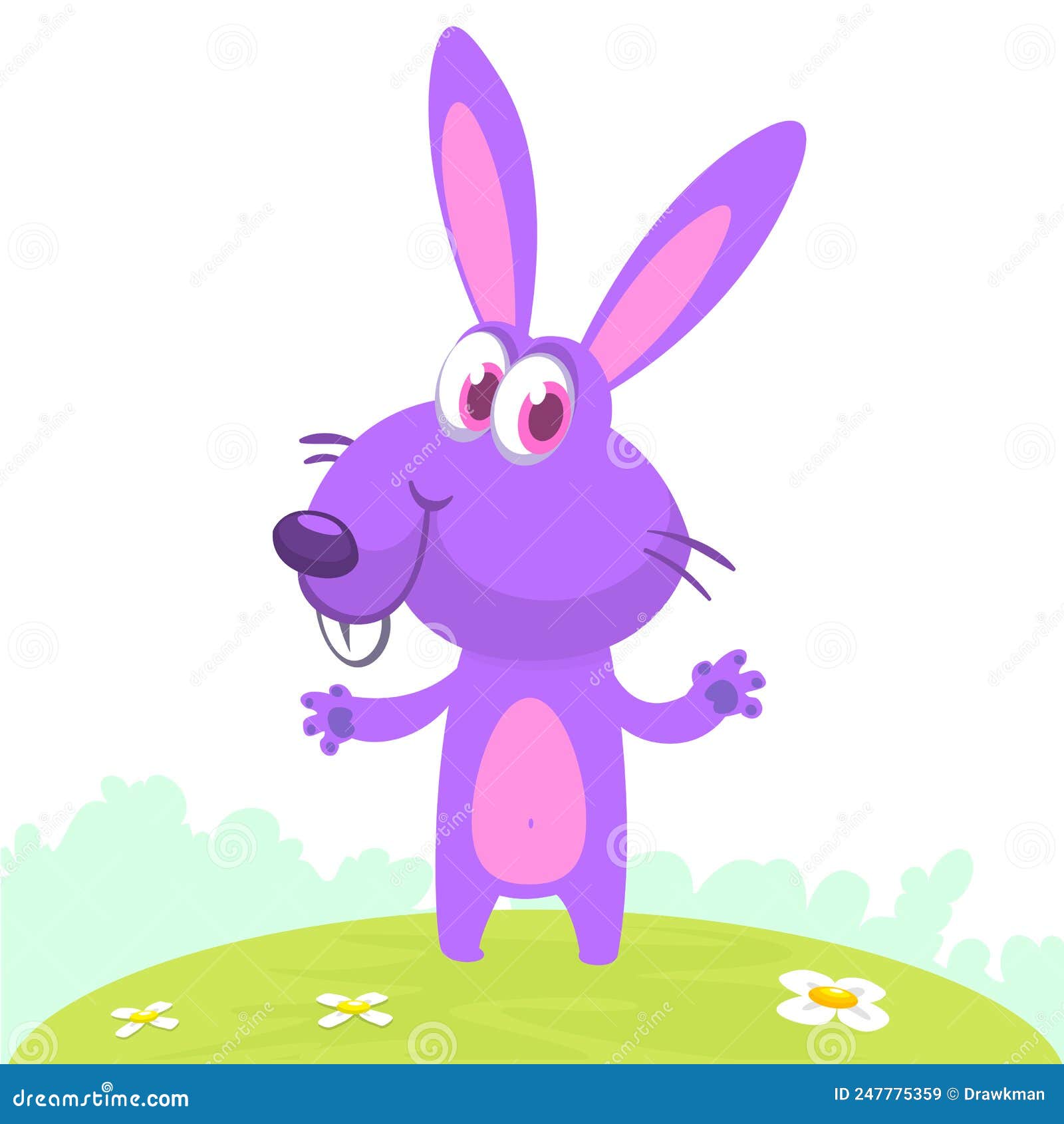 Happy Cute Bunny Cartoon. Easter Vector Rabbit Illustration Stock ...