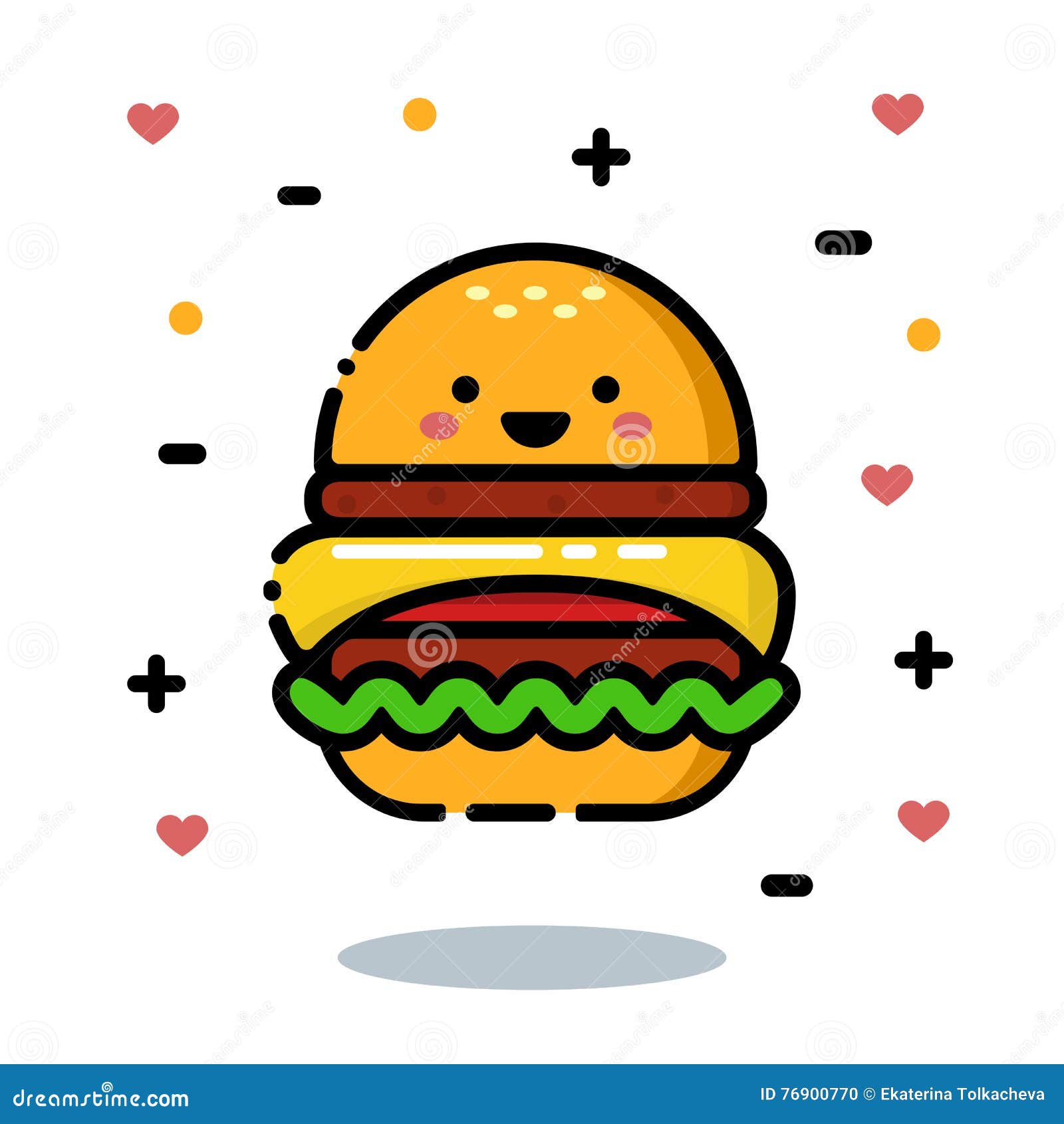 Happy and Cute Cartoon Appetizing Hamburger Stock Illustration ...