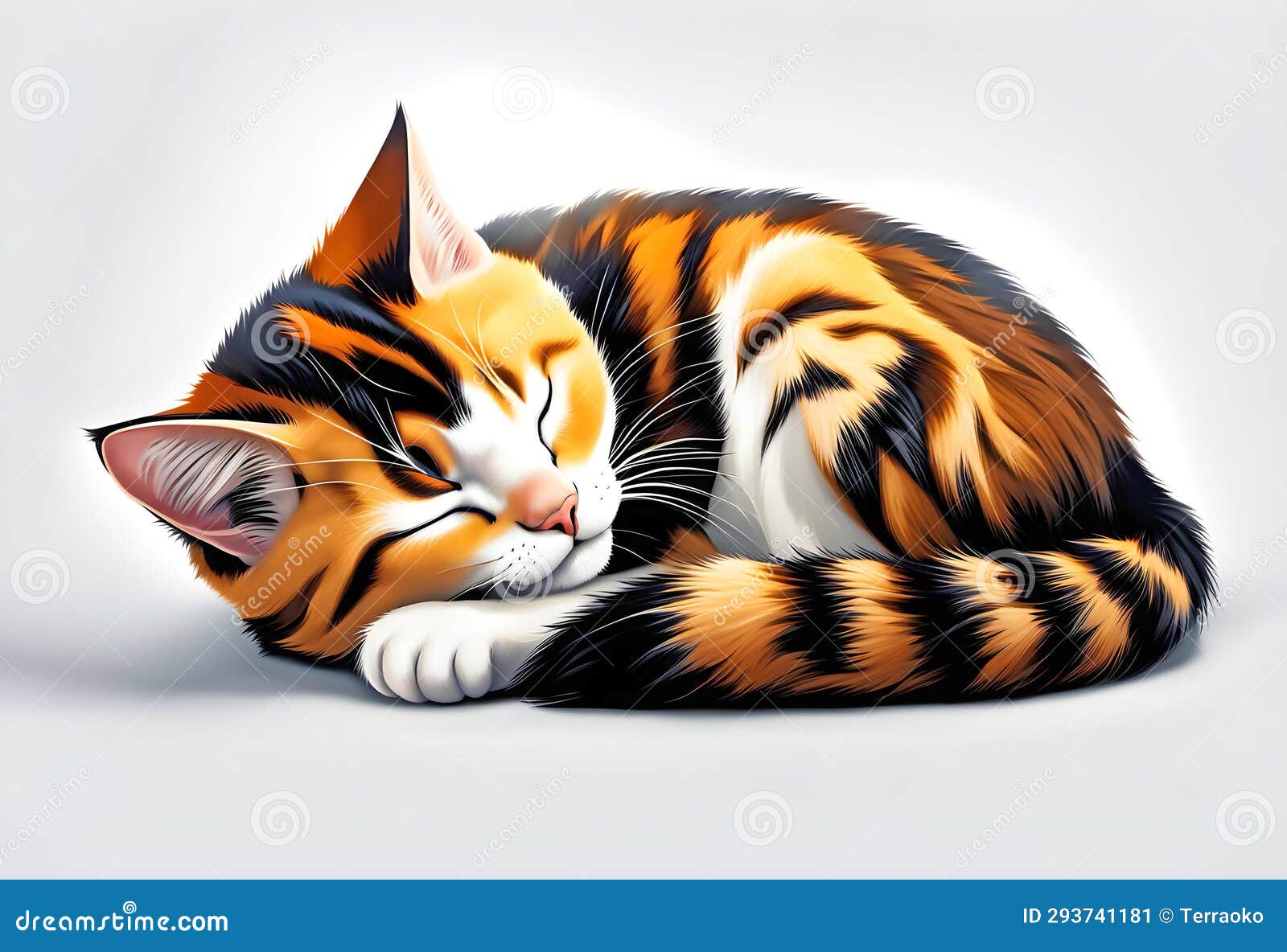 Happy Cute Cat Sleeping Curled Up Isolated on White Background, Stock ... Happy Cute Cat Sleeping Curled Up Isolated on White Background, Stock ...