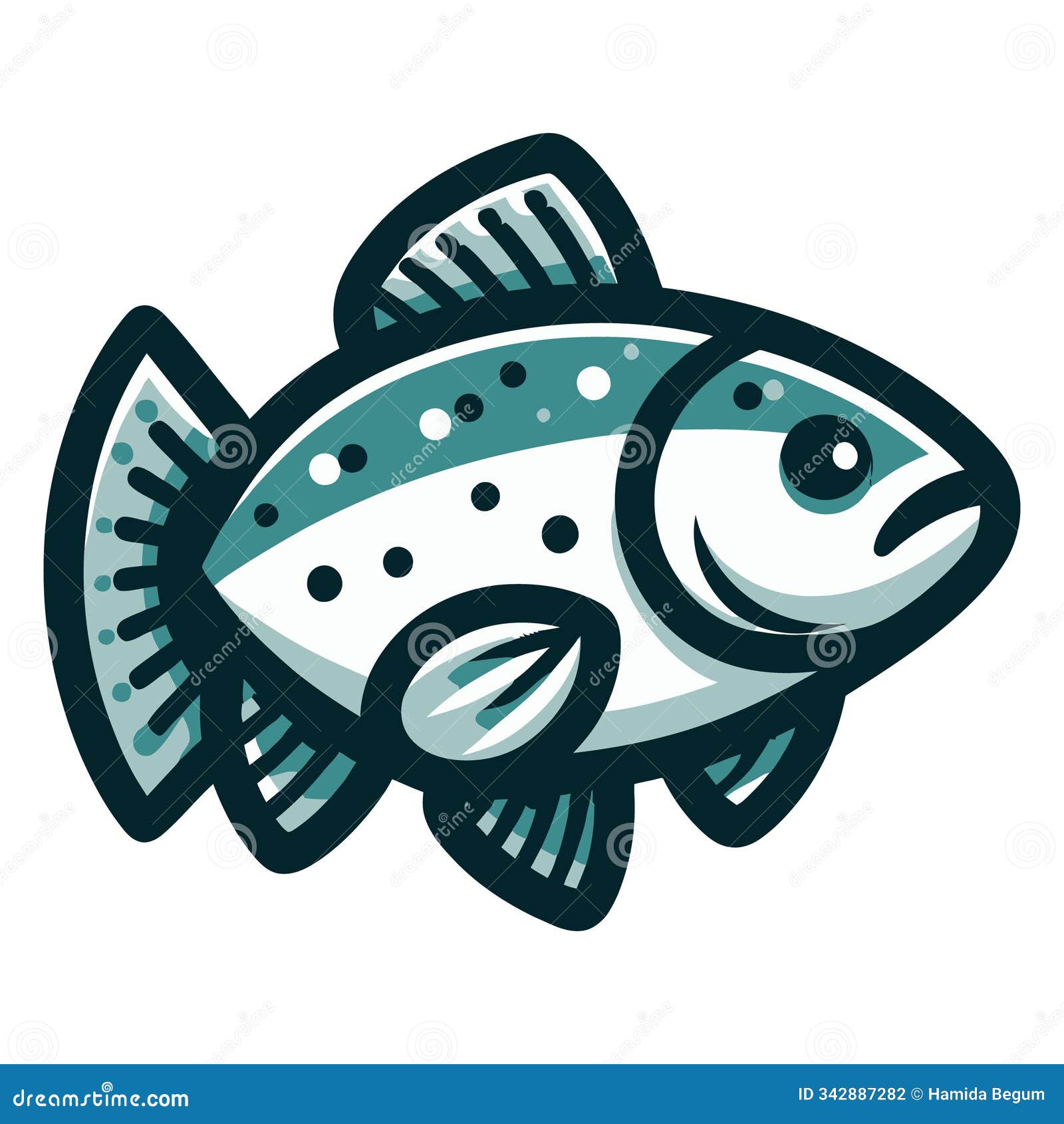 Happy Cute Fish Vectorillustrator | CartoonDealer.com #342887282