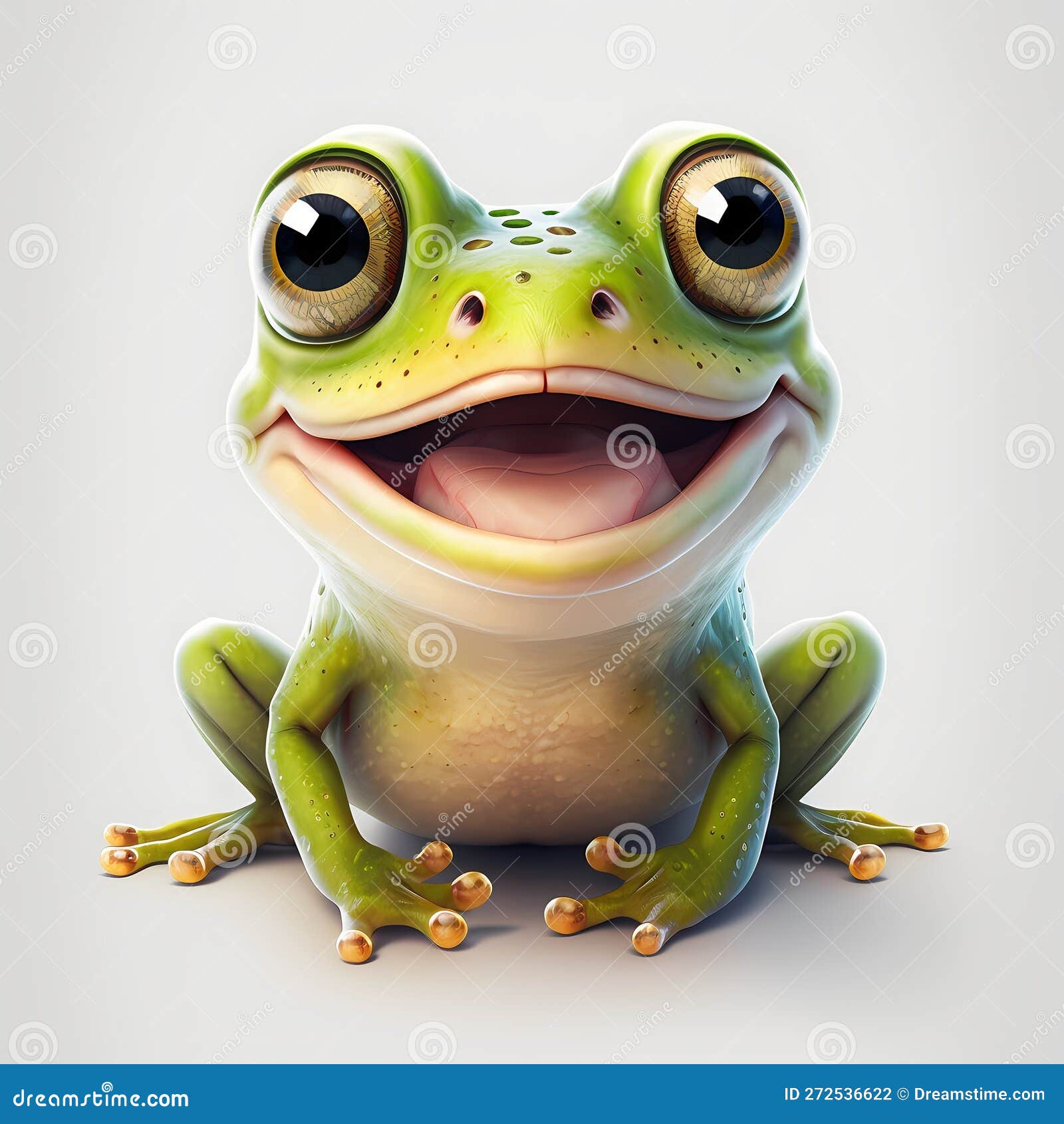 Happy Cute Frog Cartoon. Generative AI Stock Illustration ...