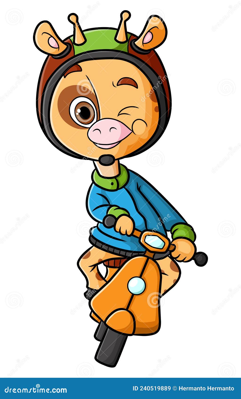 The Happy Cute Giraffe is Riding the Motorcycle Stock Vector ...