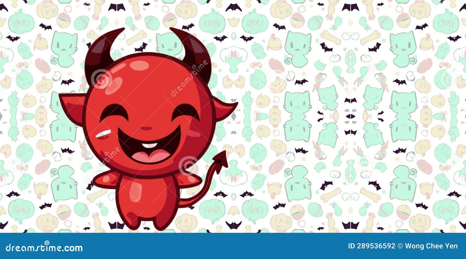Happy Cute Halloween Devil Seamless Wallpaper Vector Stock Illustration ...