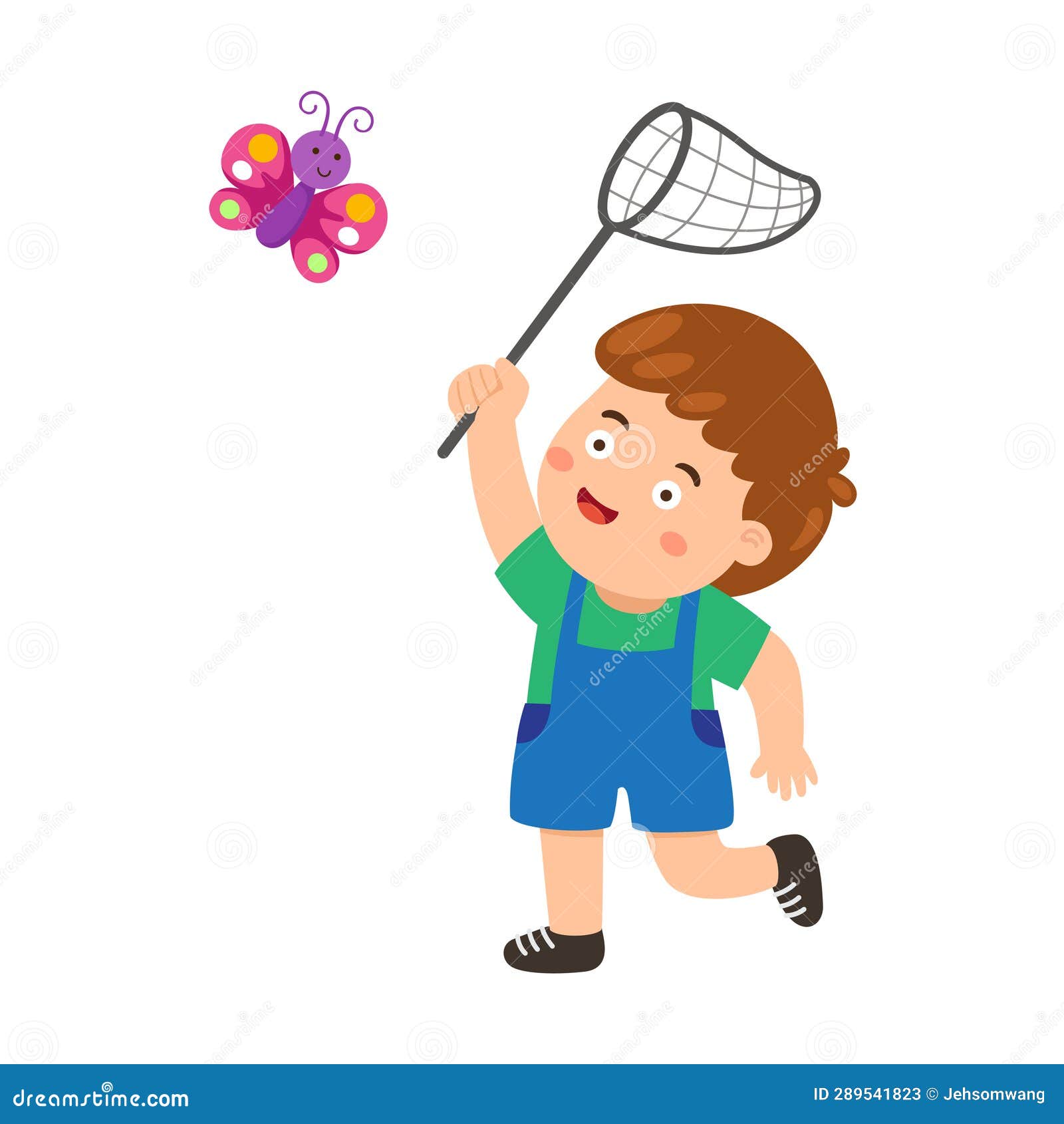 Happy Cute Kid Boy Catch Bug Stock Vector - Illustration of person ...