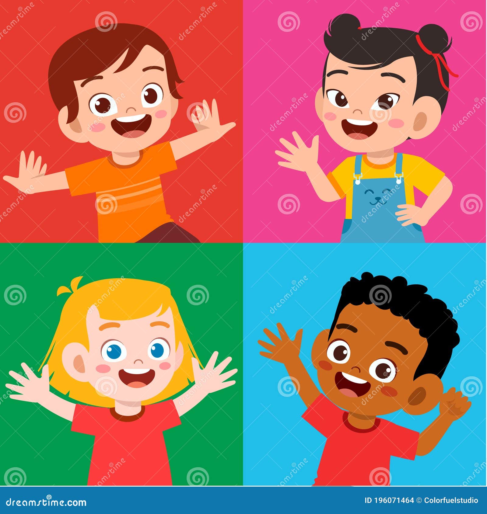 Happy Cute Kid Boy and Girl Smile Expression Set Stock Vector ...