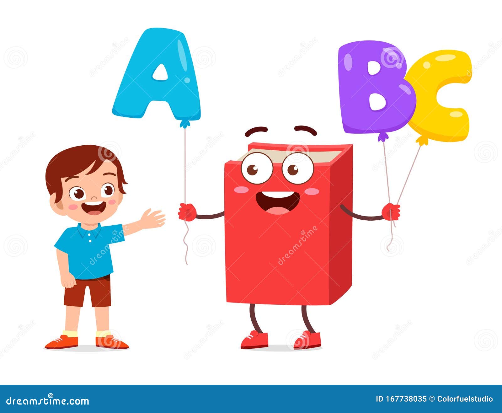 Happy Cute Kid Boy Smile with Mascot Stock Vector - Illustration of ...