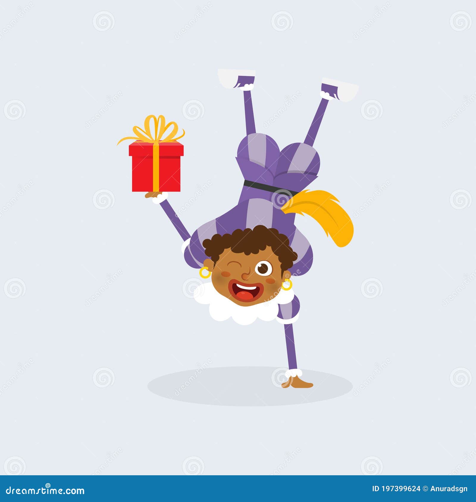 Happy And Cute Kid Celebrate Sinterklaas Day Vector Illustration ...