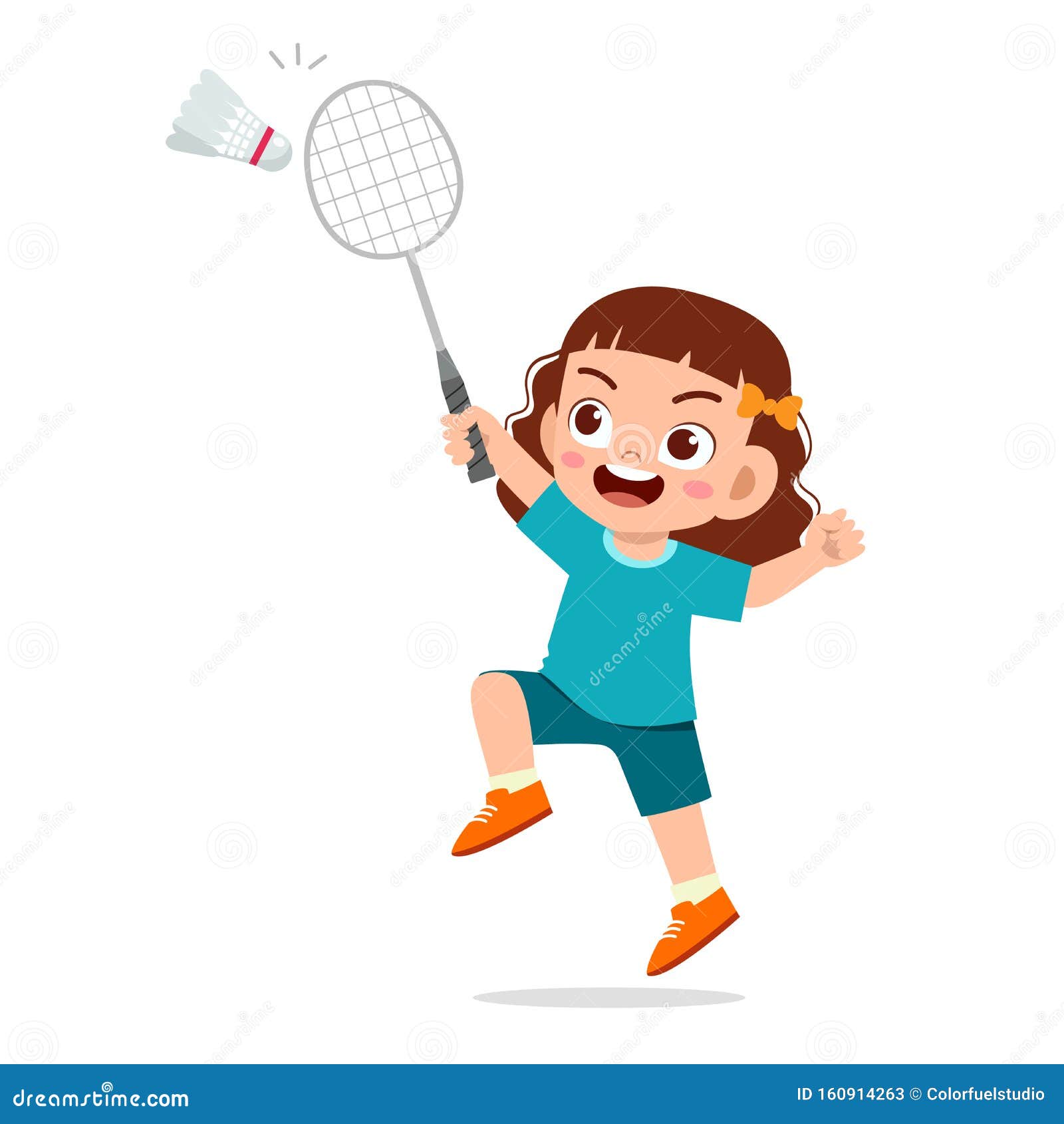 Happy Cute Kid Girl Play Train Badminton Stock Vector - Illustration of ... Happy Cute Kid Girl Play Train Badminton Stock Vector - Illustration of ...