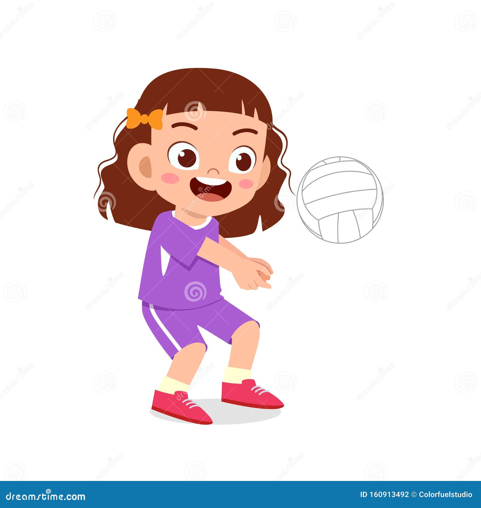 Happy Cute Kid Girl Play Train Volleyball Stock Vector - Illustration ... Happy Cute Kid Girl Play Train Volleyball Stock Vector - Illustration ...