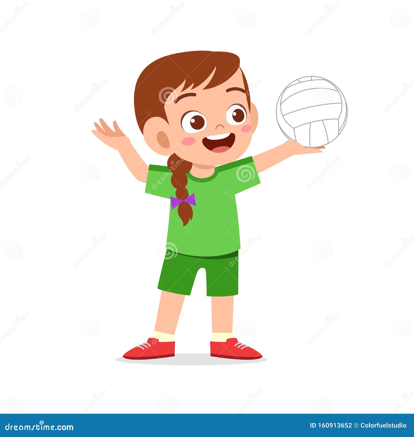 Happy Cute Kid Girl Play Train Volleyball Stock Vector - Illustration ... Happy Cute Kid Girl Play Train Volleyball Stock Vector - Illustration ...