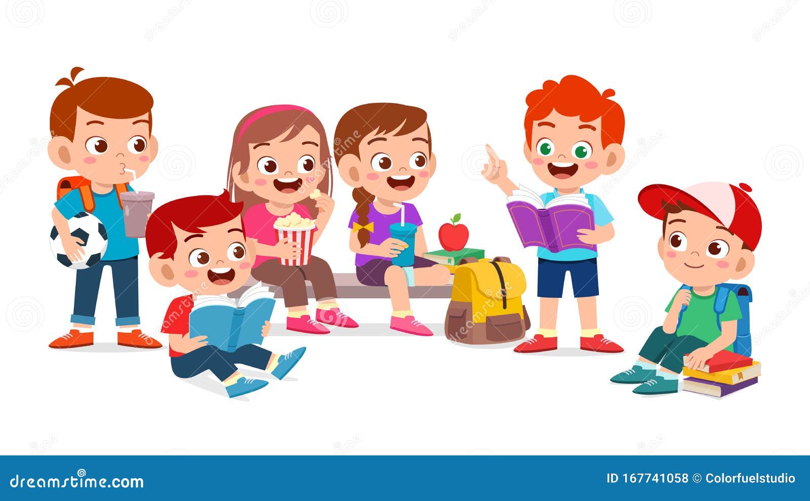 Happy Cute Kids Boy and Girl Read Book Together Stock Vector ... Happy Cute Kids Boy and Girl Read Book Together Stock Vector ...