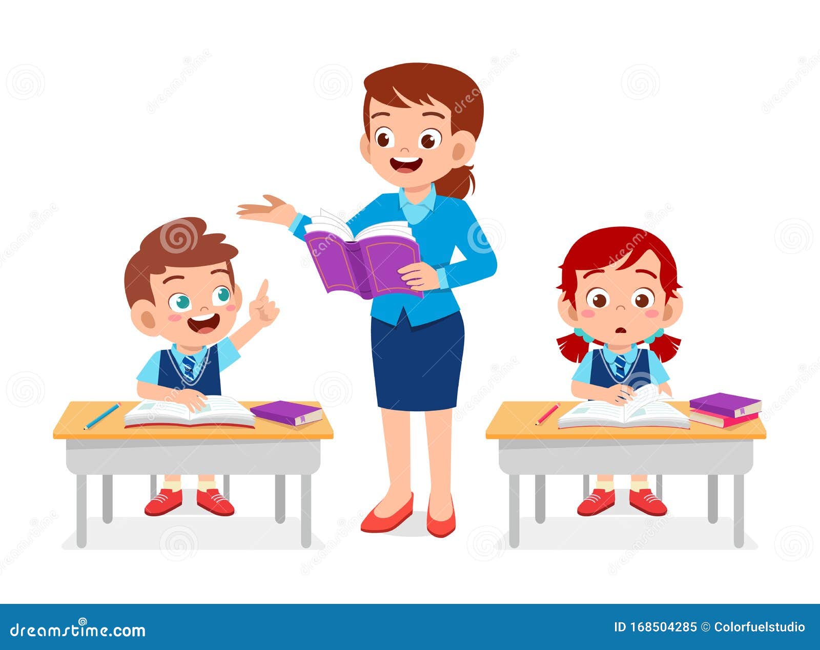Happy Cute Kids Boy and Girl Study with Teacher Stock Vector ... Happy Cute Kids Boy and Girl Study with Teacher Stock Vector ...