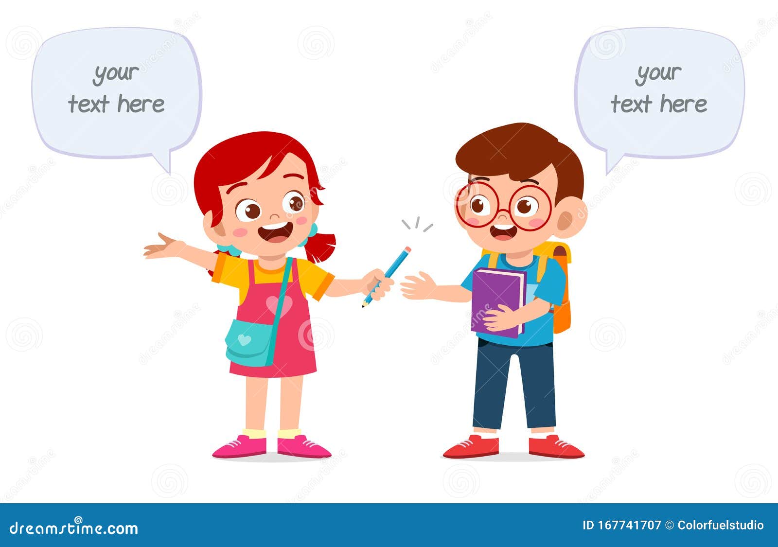 Happy Cute Kids Boy and Girl Study Together Stock Vector - Illustration ... Happy Cute Kids Boy and Girl Study Together Stock Vector - Illustration ...