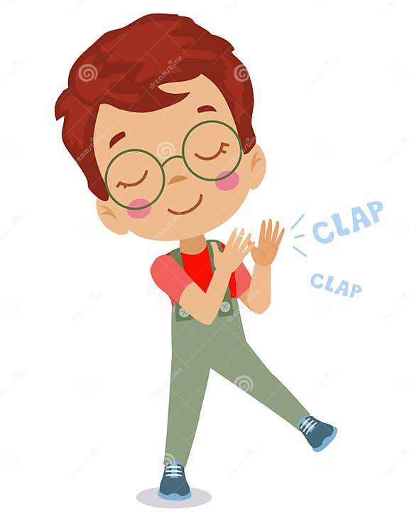 Happy Cute Little Boy Clapping Stock Vector - Illustration of hands ...