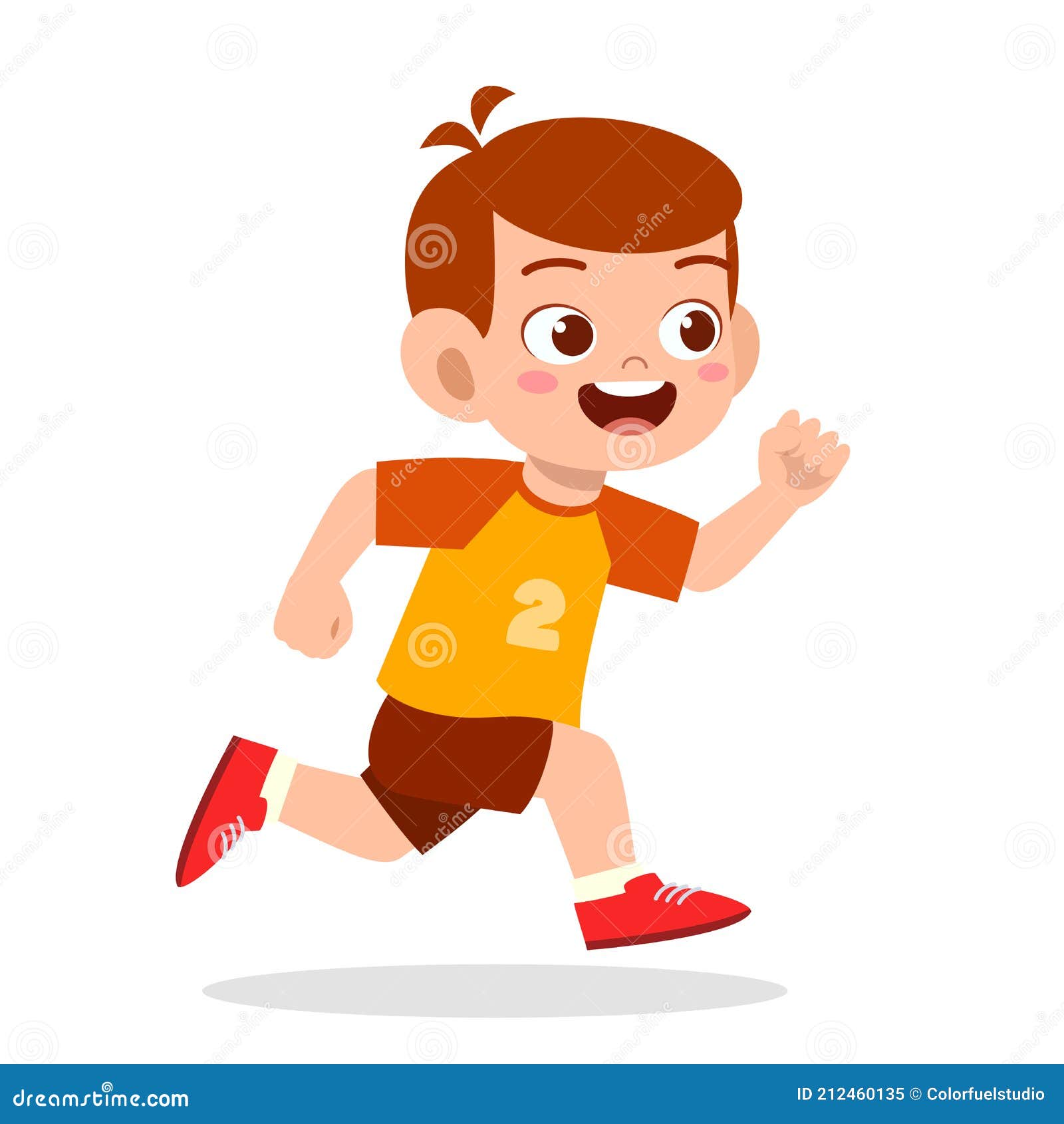 Happy Cute Little Boy Running so Fast Stock Vector - Illustration of ...