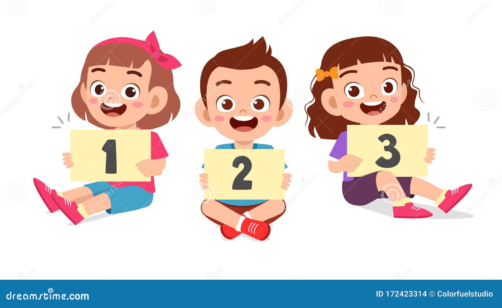 Happy Cute Little Kid Boy and Boy Learn Number Stock Vector ...
