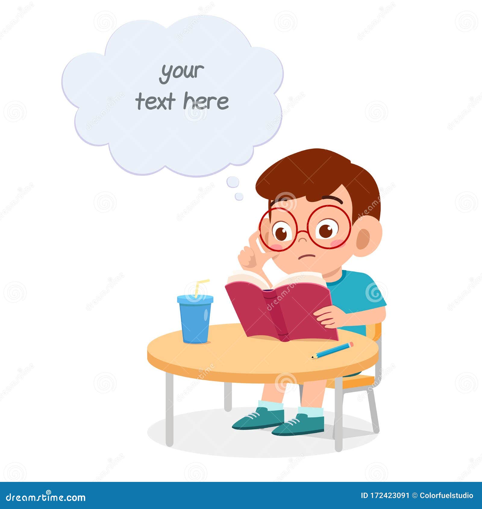 Cartoon Kids Taking A Test