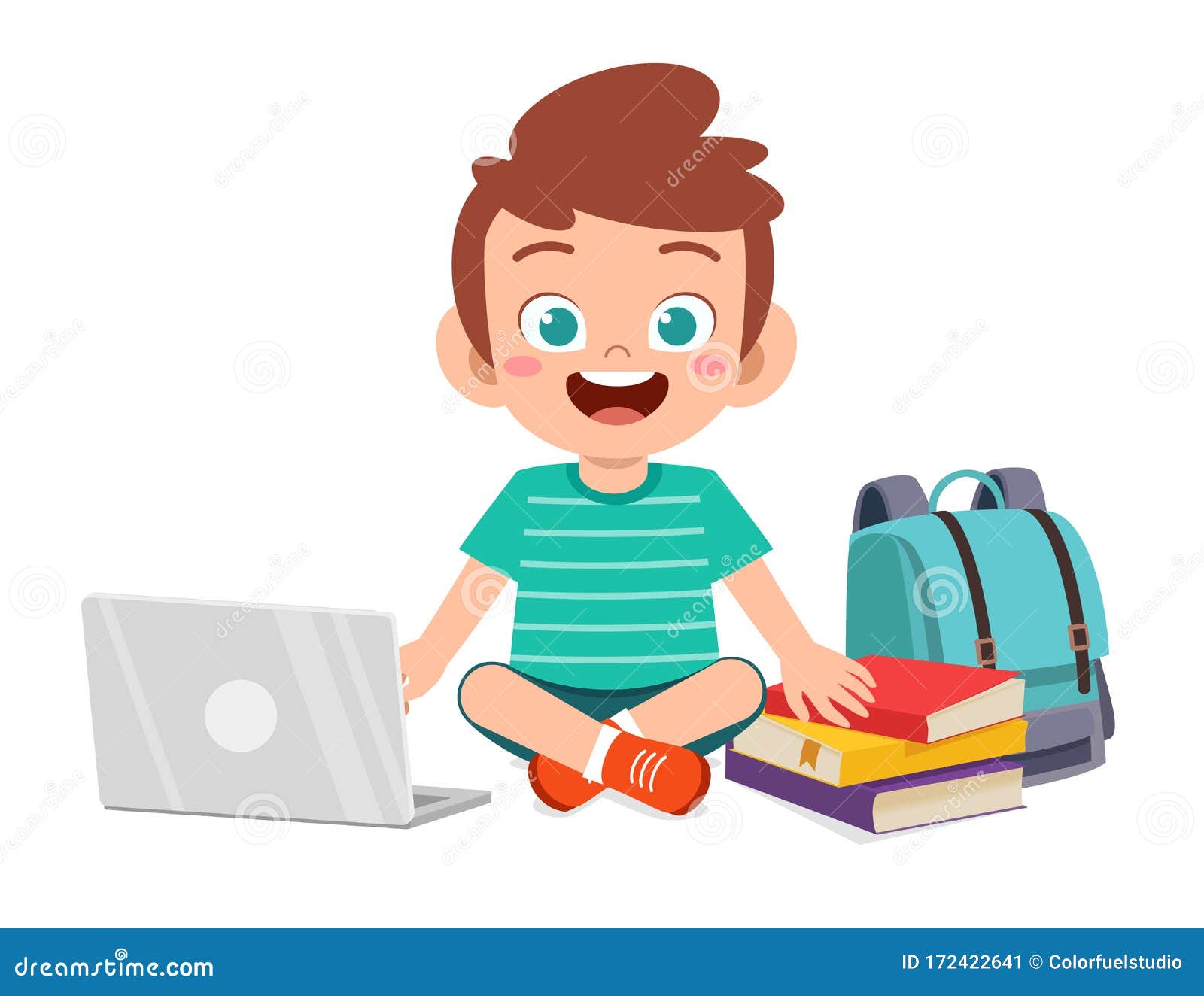 Kid On Laptop Clipart