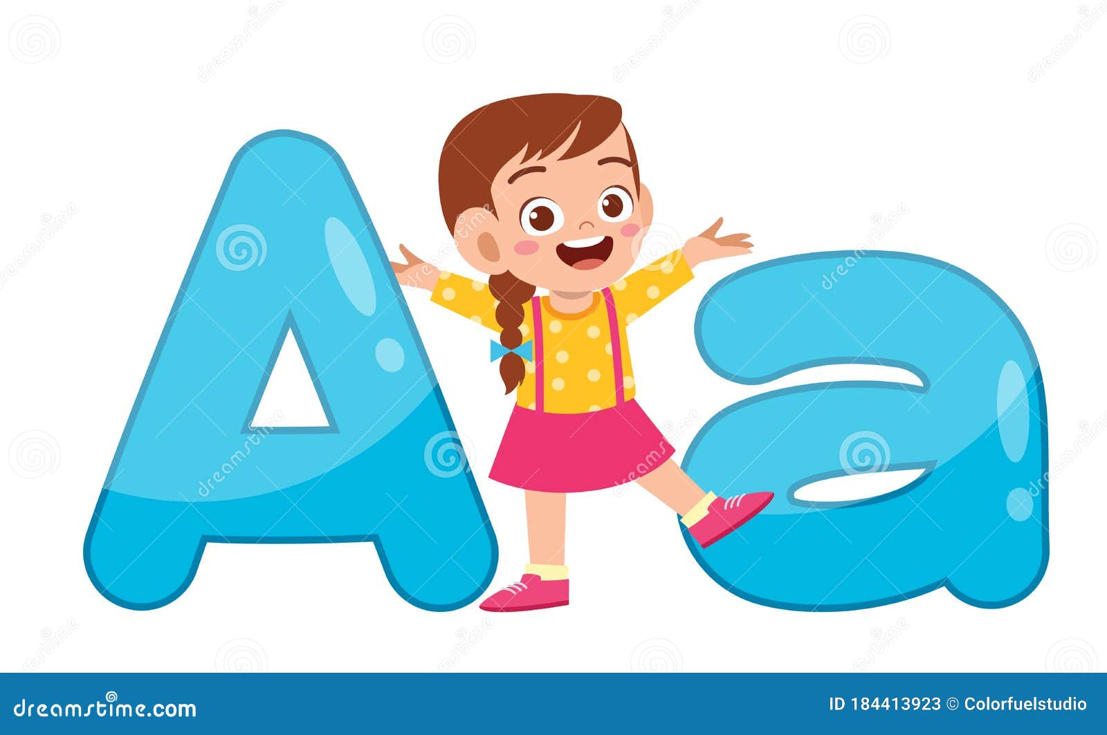 Happy Cute Little Kid Study Alphabet Character Stock Vector ...