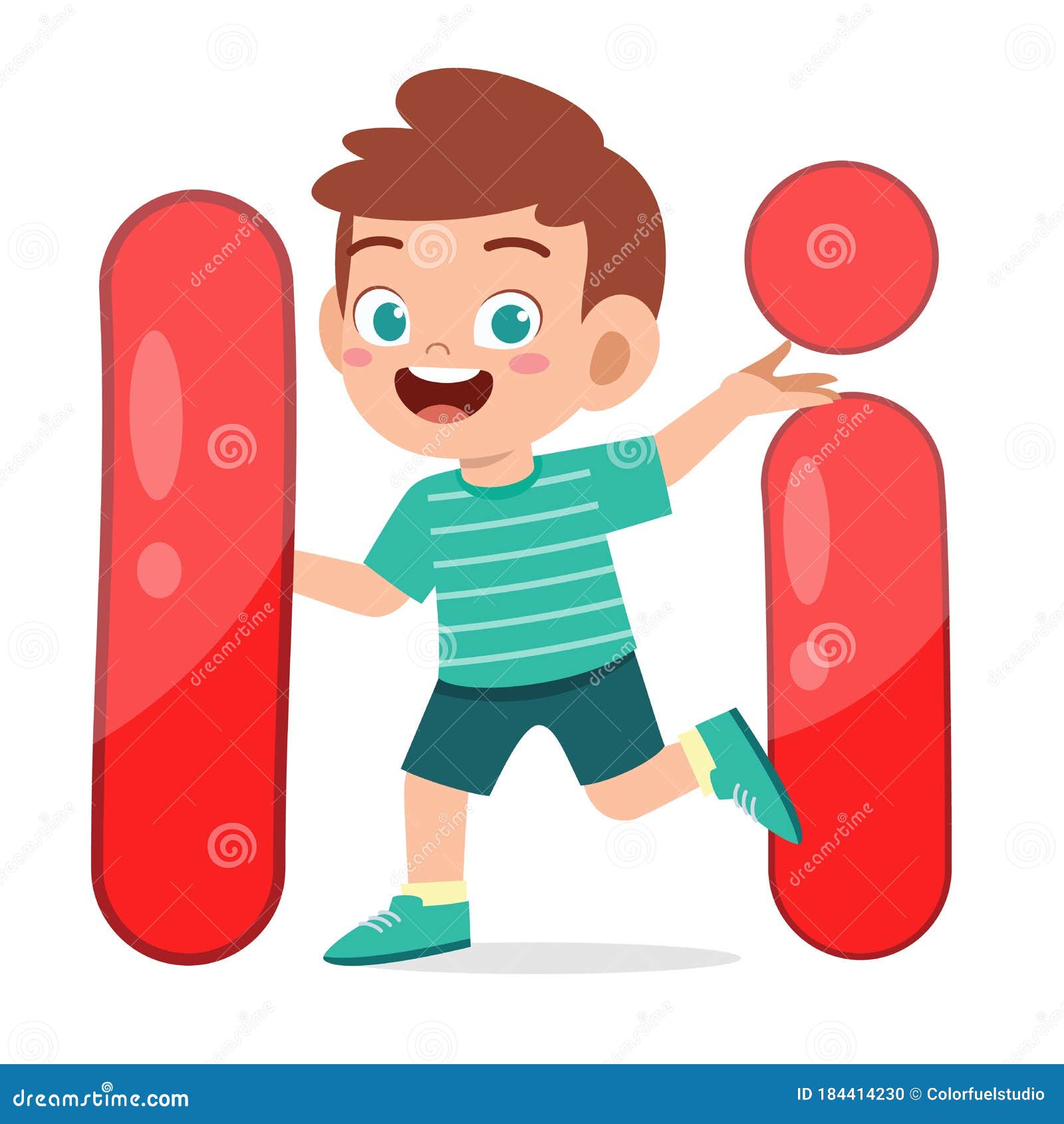 Happy Cute Little Kid Study Alphabet Character Stock Vector ...