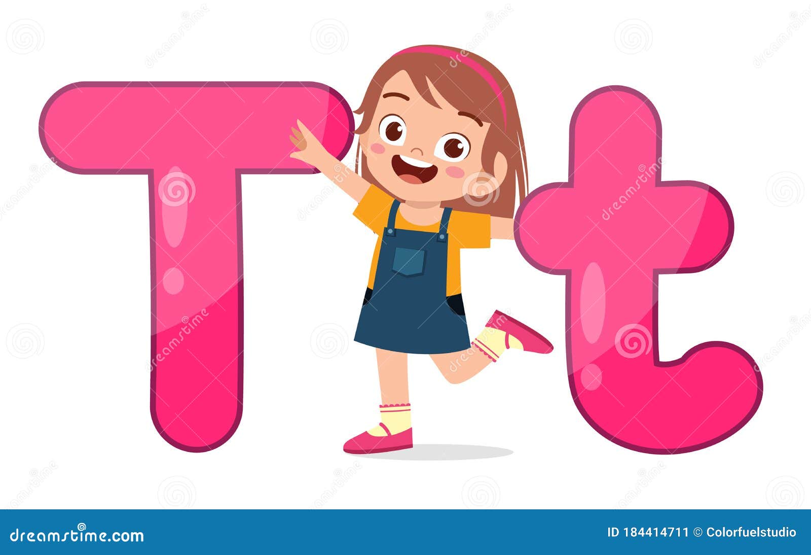 Happy Cute Little Kid Study Alphabet Character Stock Vector ...