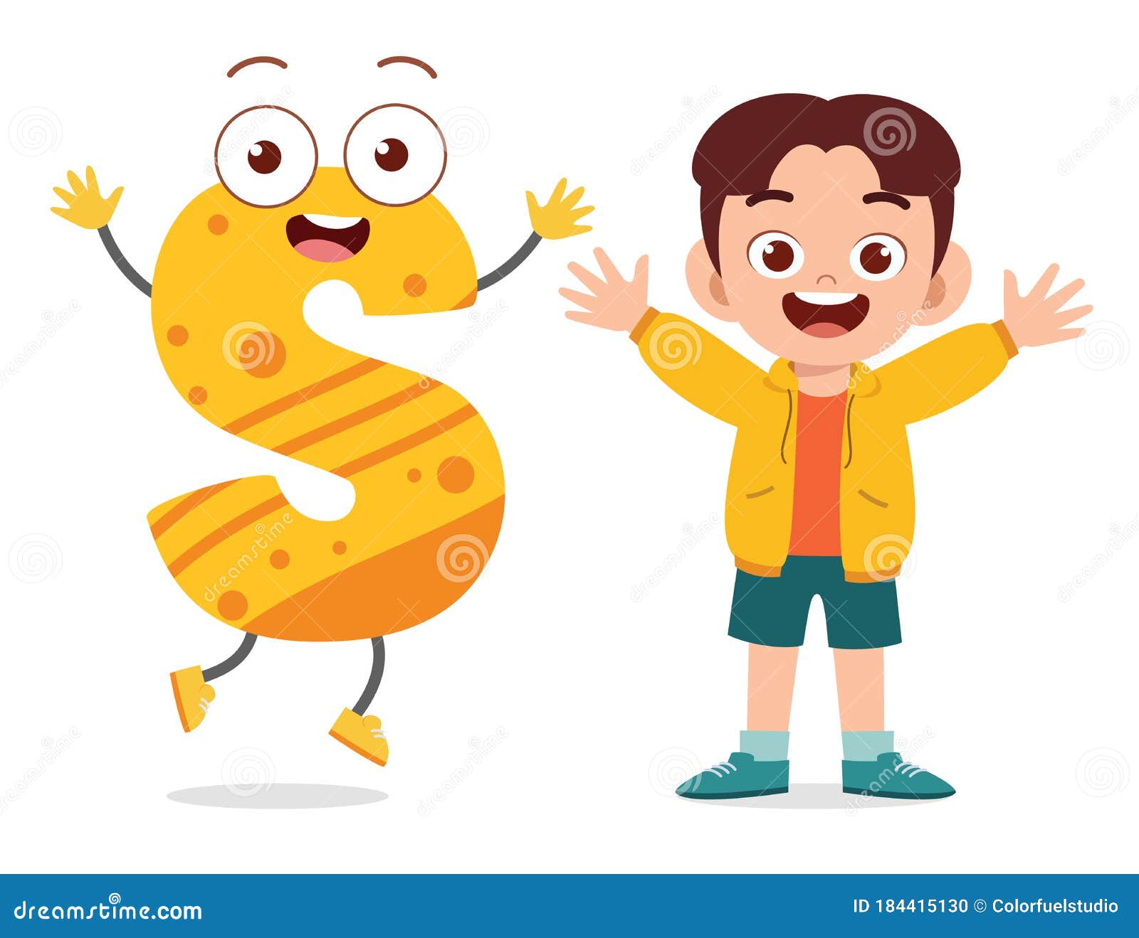 Happy Cute Little Kid Study Alphabet Character Stock Vector ...