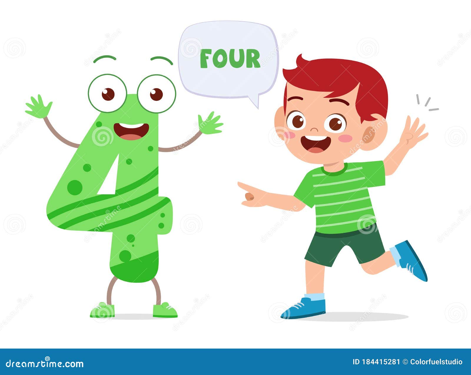 Happy Cute Little Kid Study Number Character Stock Vector ...