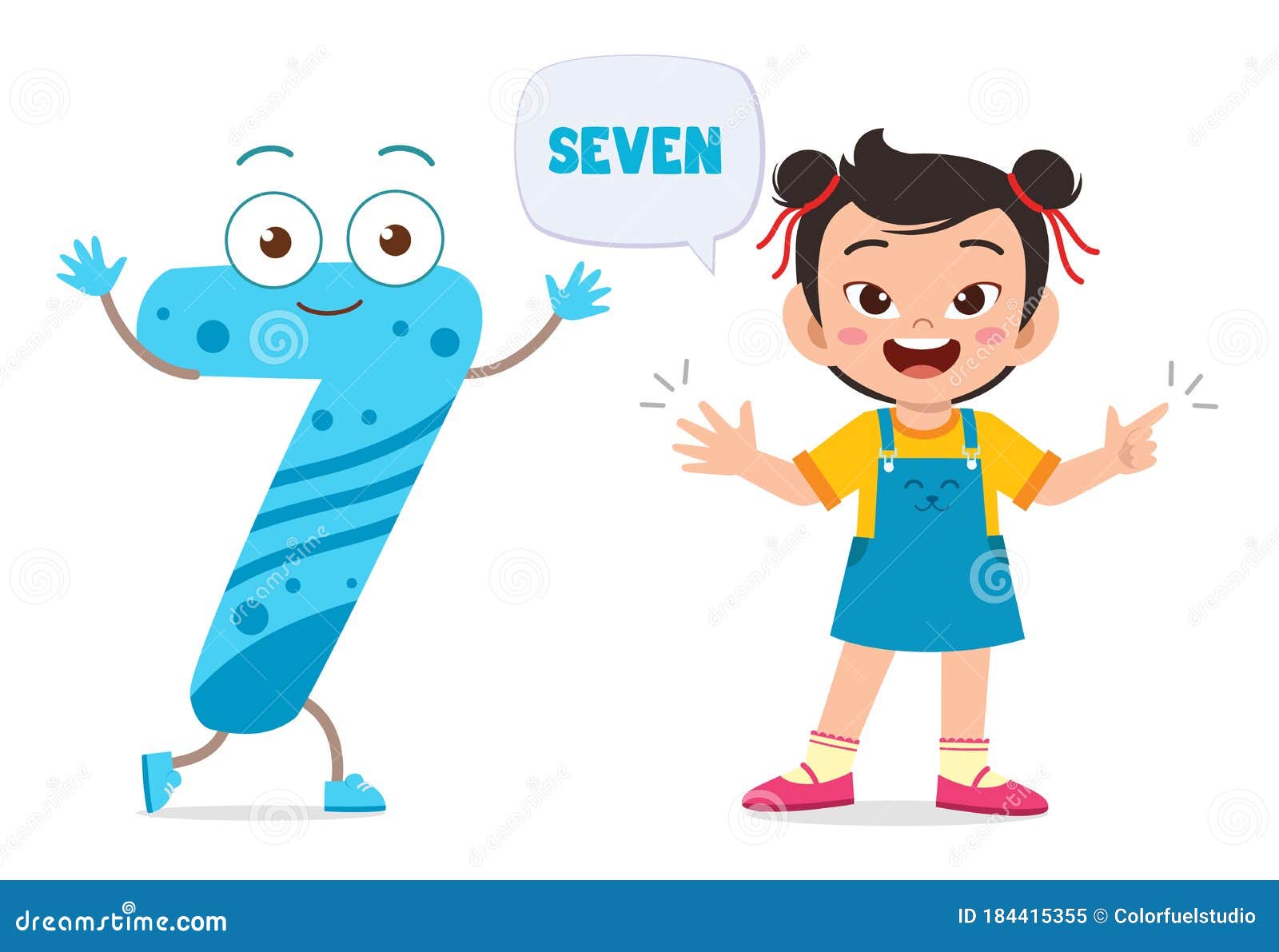 Happy Cute Little Kid Study Number Character Stock Vector ...
