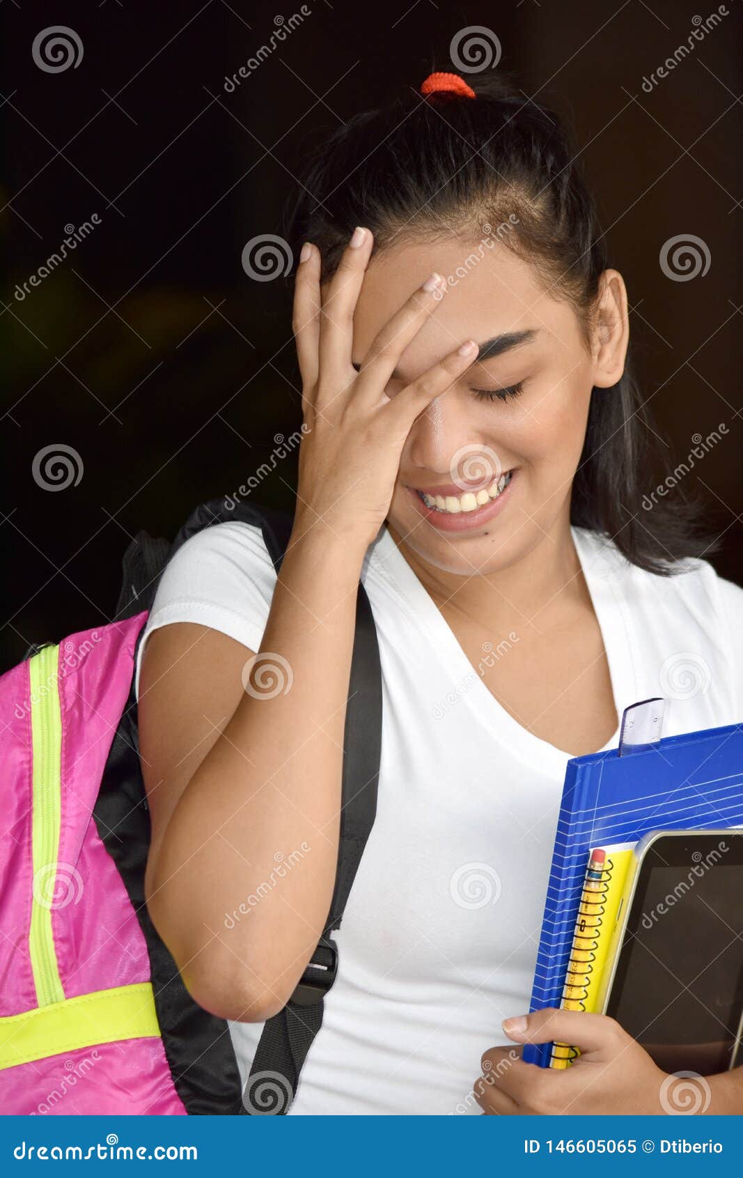 Happy Cute Minority Person with Notebooks Stock Image - Image of ...