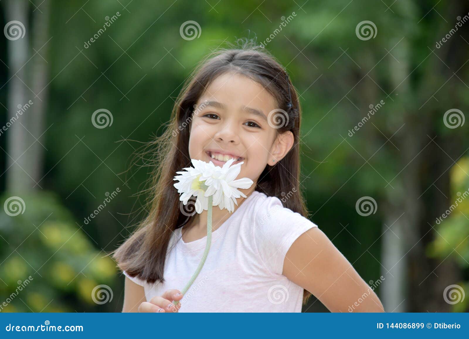 Happy Cute Person with a Daisy Stock Image - Image of happiness, pretty ...