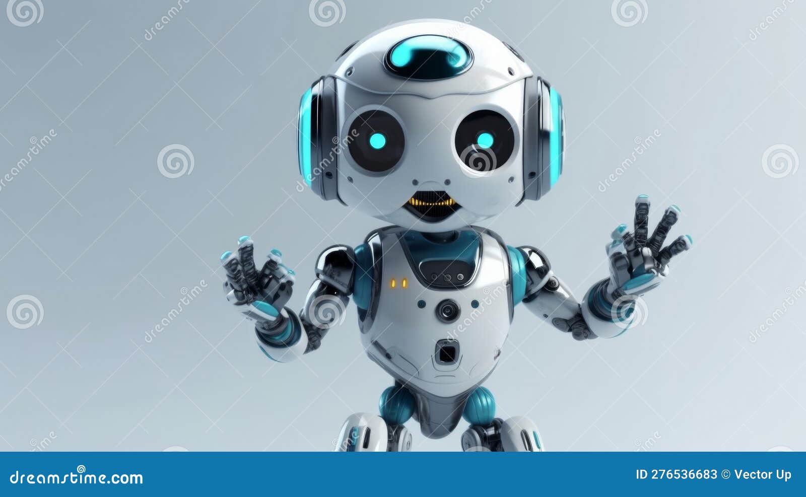 Happy Cute Robot. Generative AI Stock Image - Image of eyes, render ...