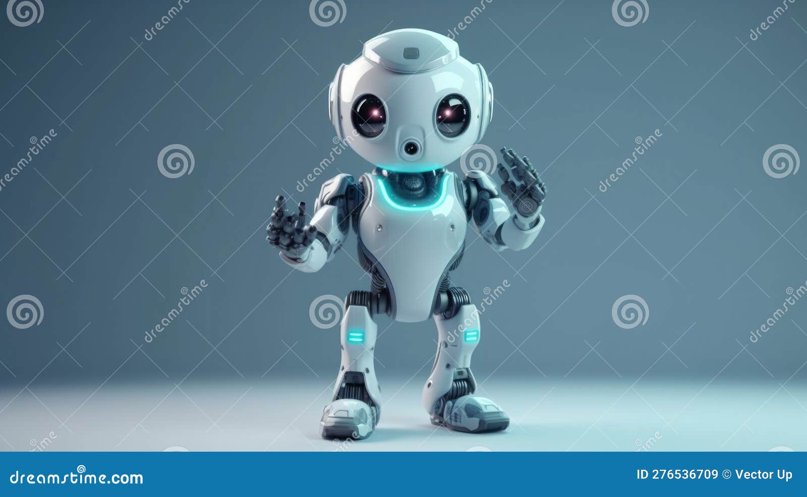 Happy Cute Robot. Generative AI Stock Image - Image of light ...
