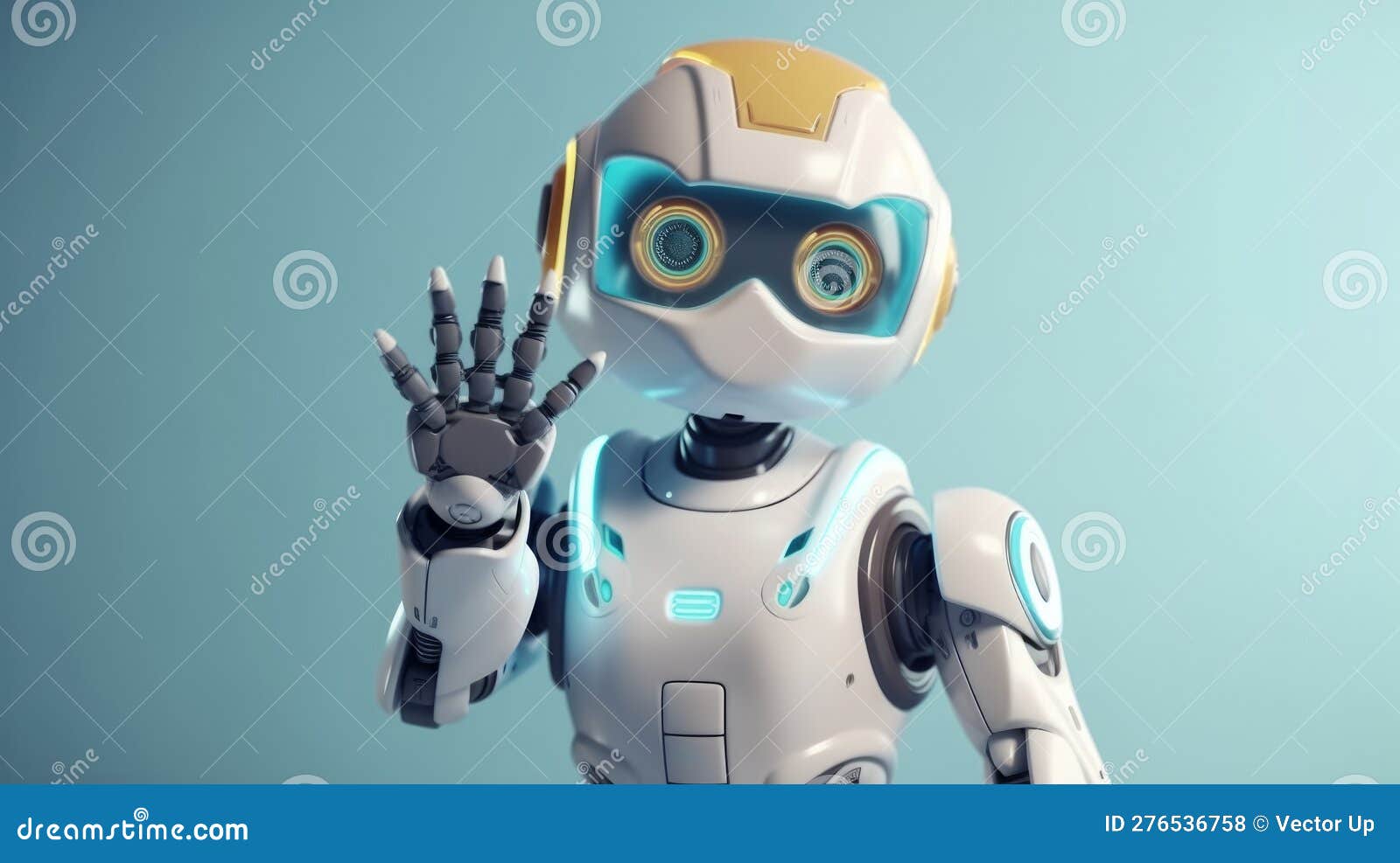 Happy Cute Robot. Generative AI Stock Photo - Image of blue, technology ...