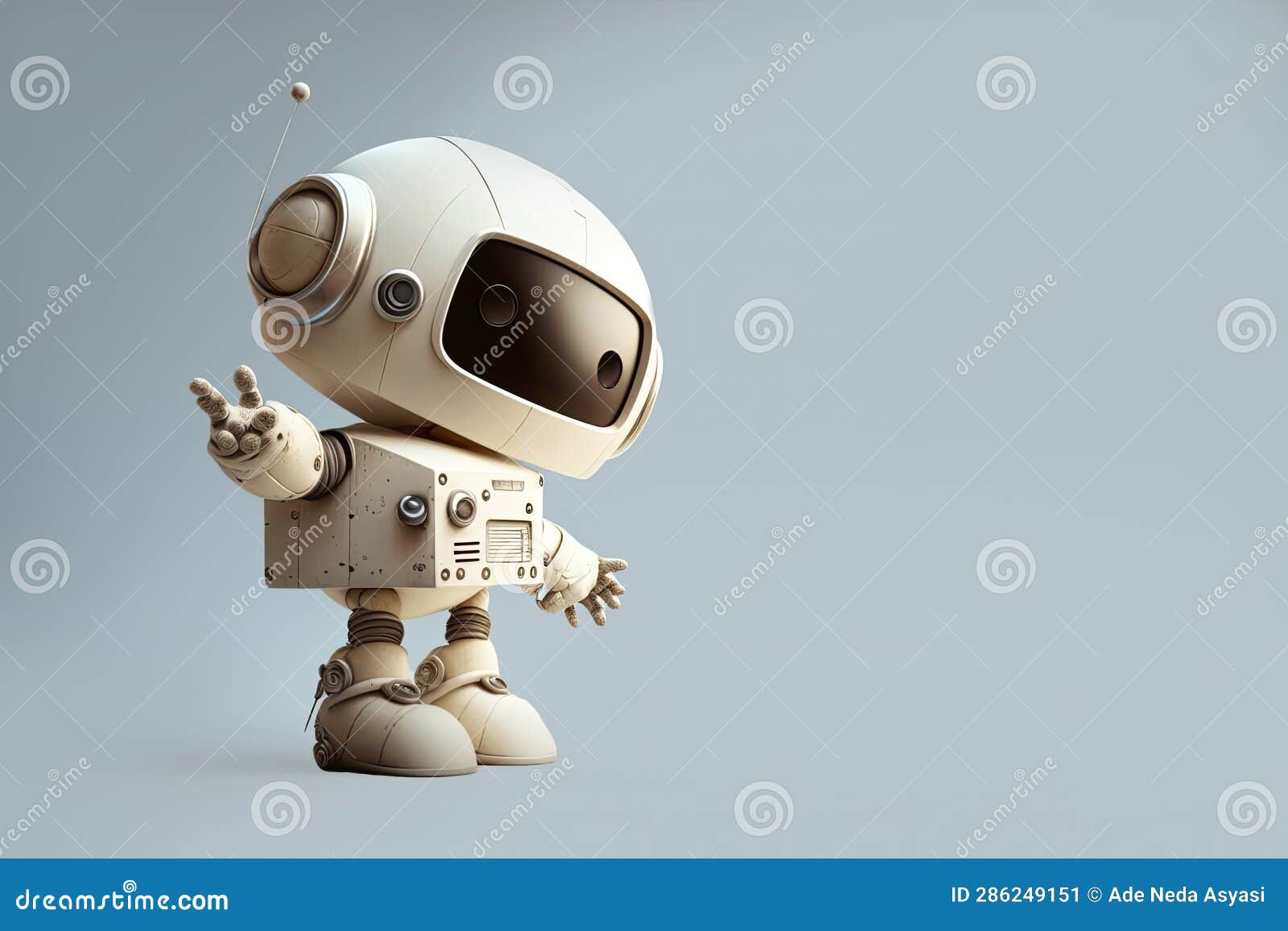 Happy Cute Robot Pointing at a Space, a Friendly and Cheerful Robot ...