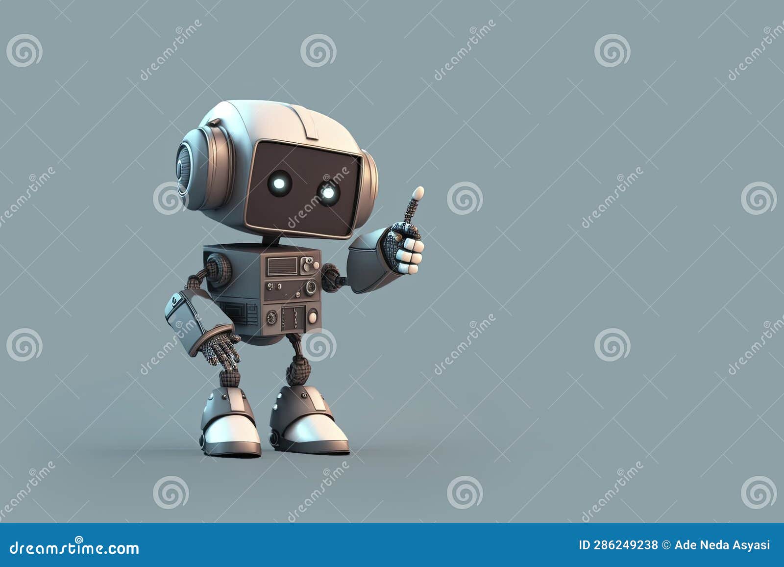 Happy Cute Robot Pointing at a Space, a Friendly and Cheerful Robot ...