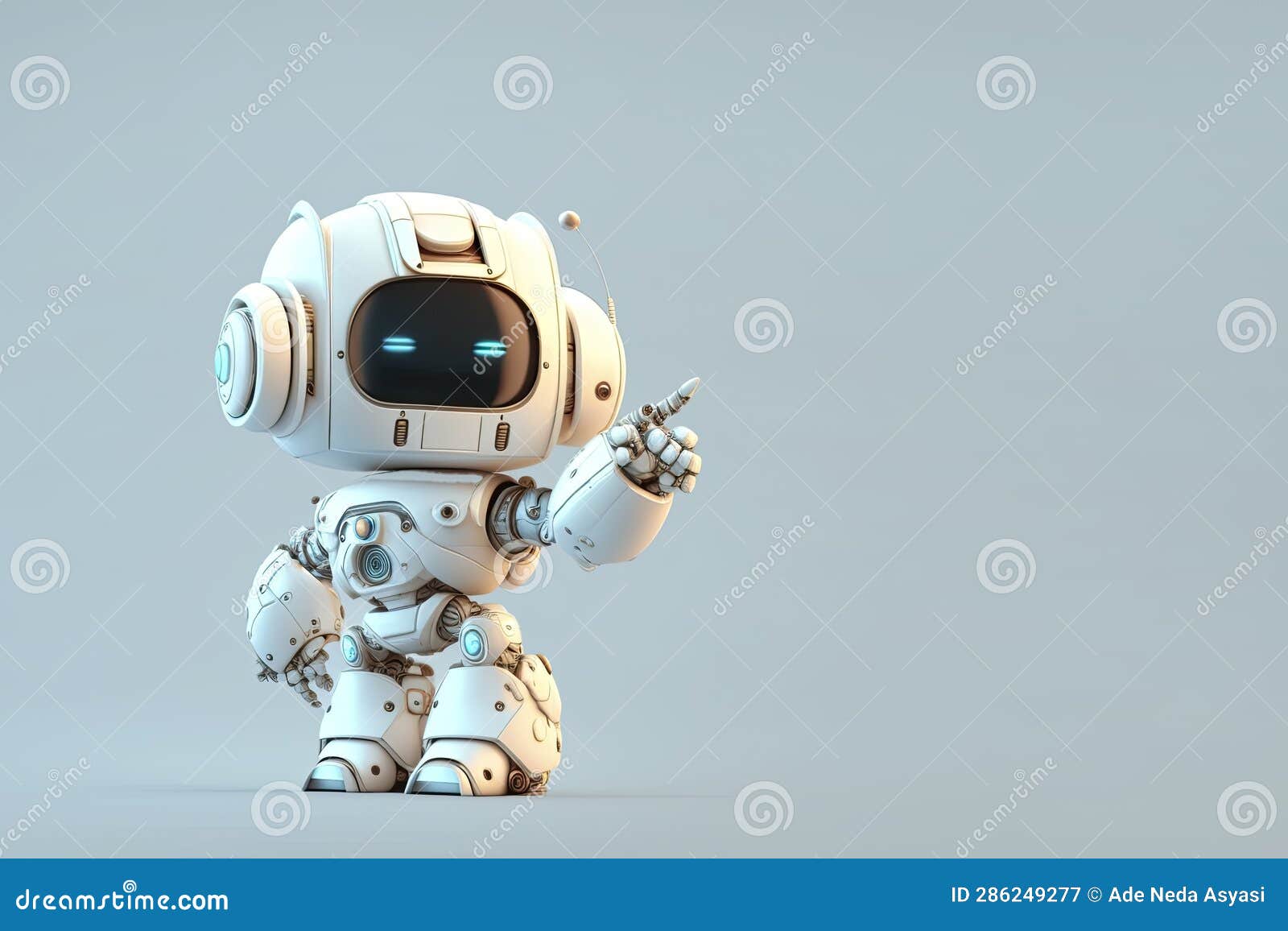 Happy Cute Robot Pointing at a Space, a Friendly and Cheerful Robot ...